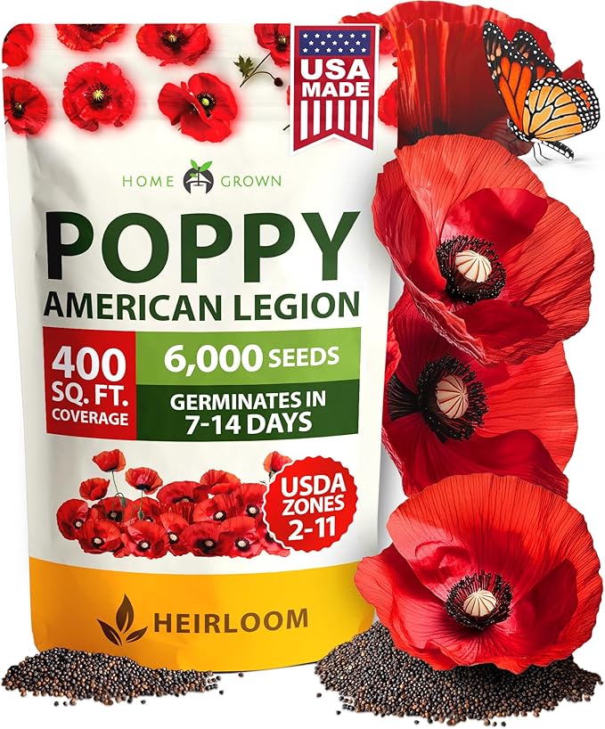 Amazon Home Grown American Legion Red Poppy Seeds 6 000 Vibrant