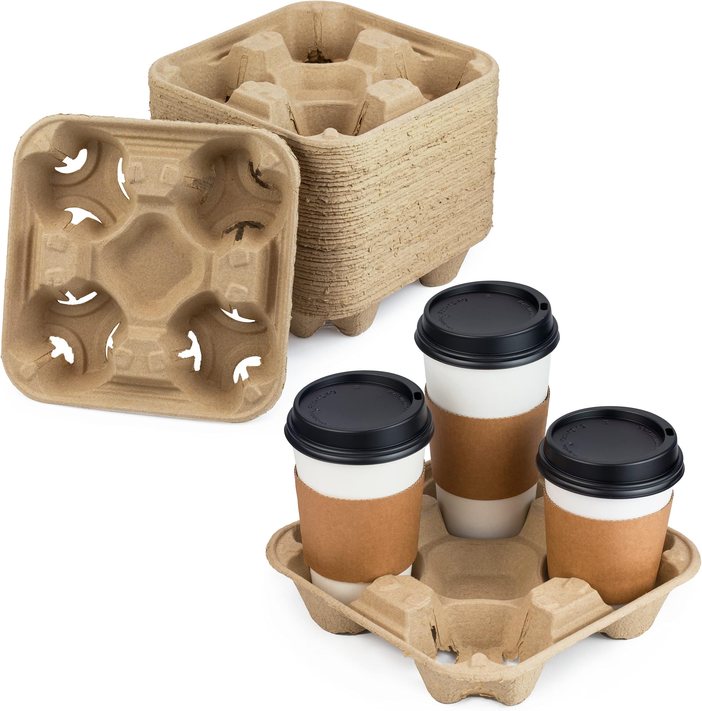 Amazon.com: [100 Count] Heavy-Weight 4 Cup Drink Carriers Cardboard for ...