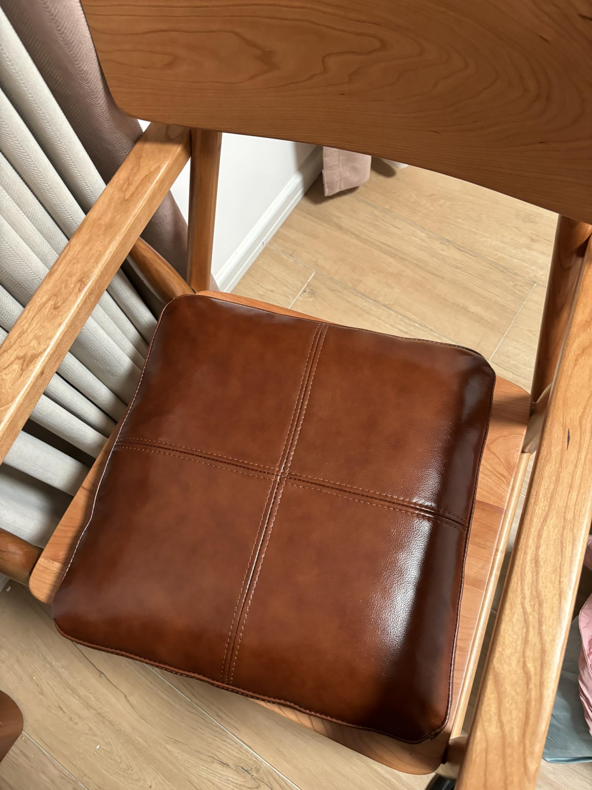 Amazon.com: Genuine Leather Wood Chair Sponge Seat Cushion (Vintage ...