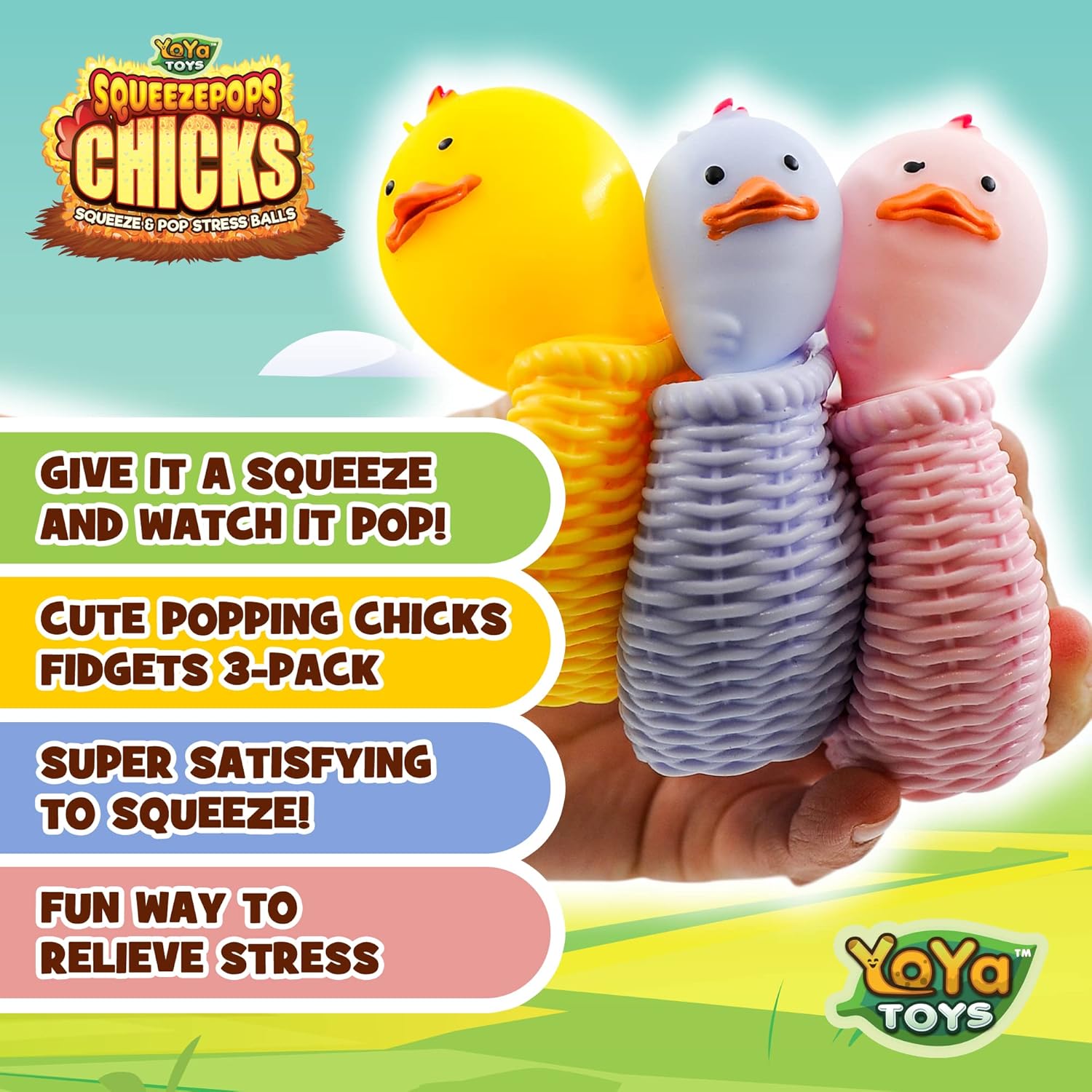 Buy Yoya Toys Squeezepops Chick Squishy - Bird Squishy Fidget Toy ...