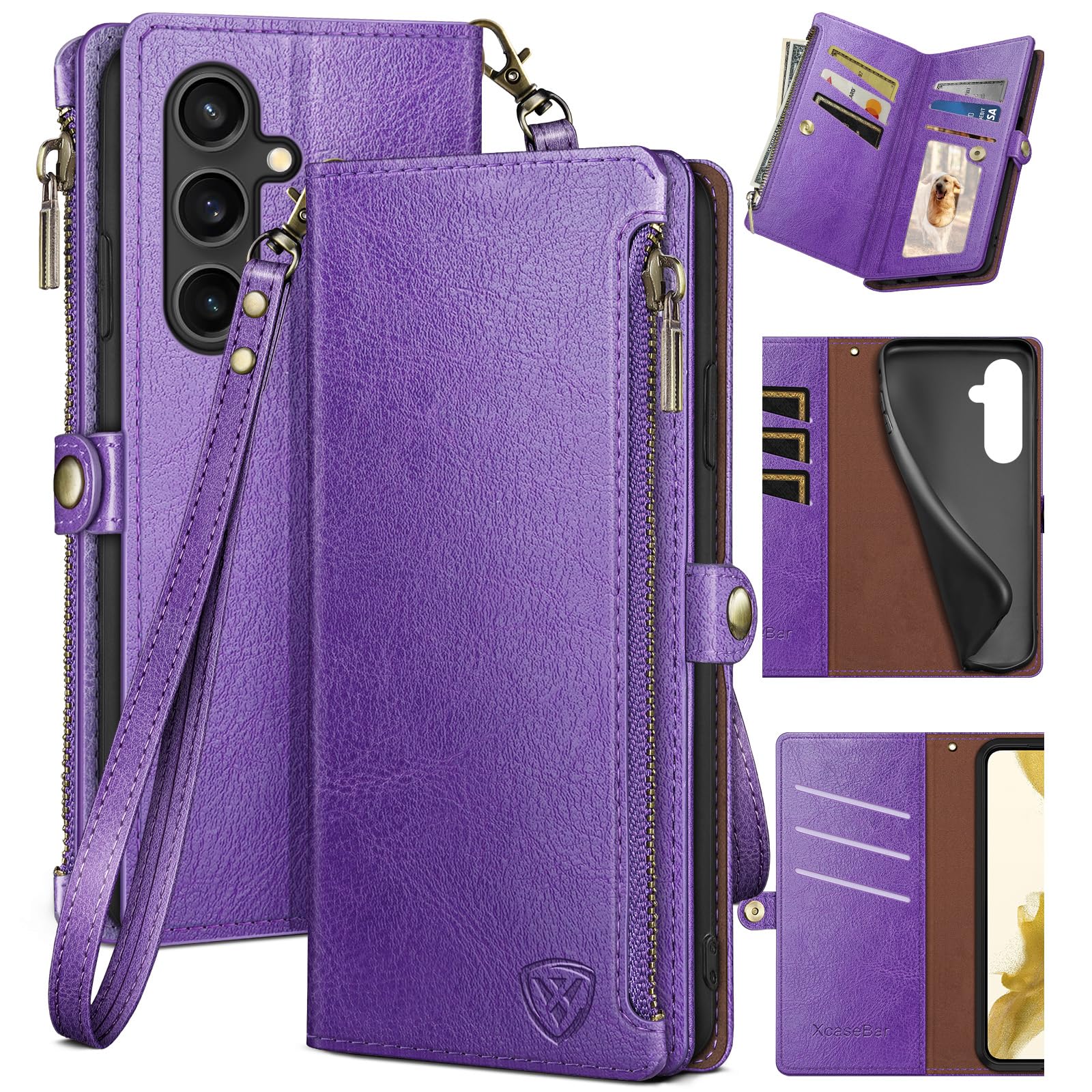 Amazon.com: XcaseBar for Samsung Galaxy S23 FE Wallet case with Zipper Credit Card Holder【RFID ...