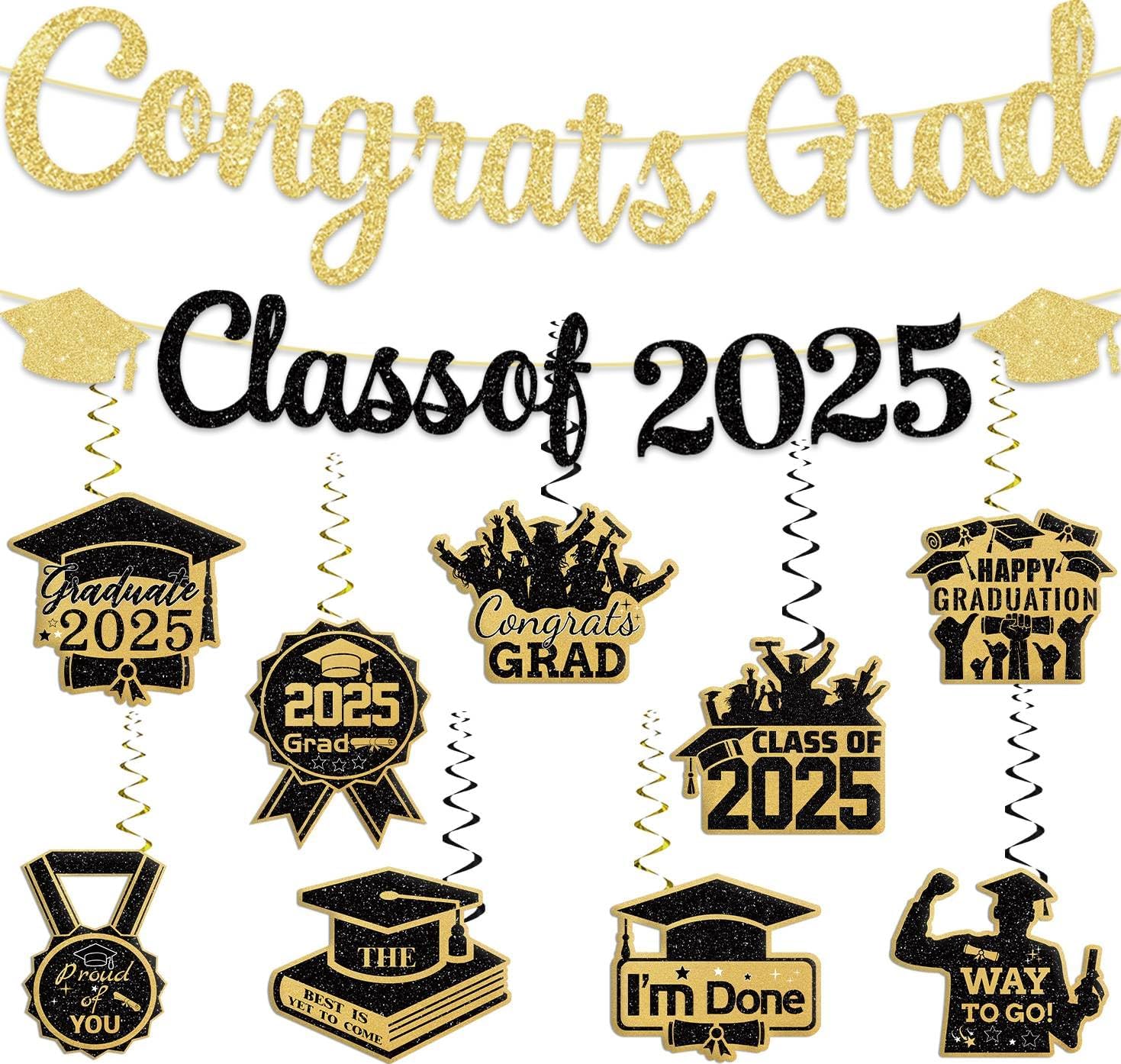 Amazon.com: Black and Gold Graduation Decorations 2025, Need DIY 1Pc ...