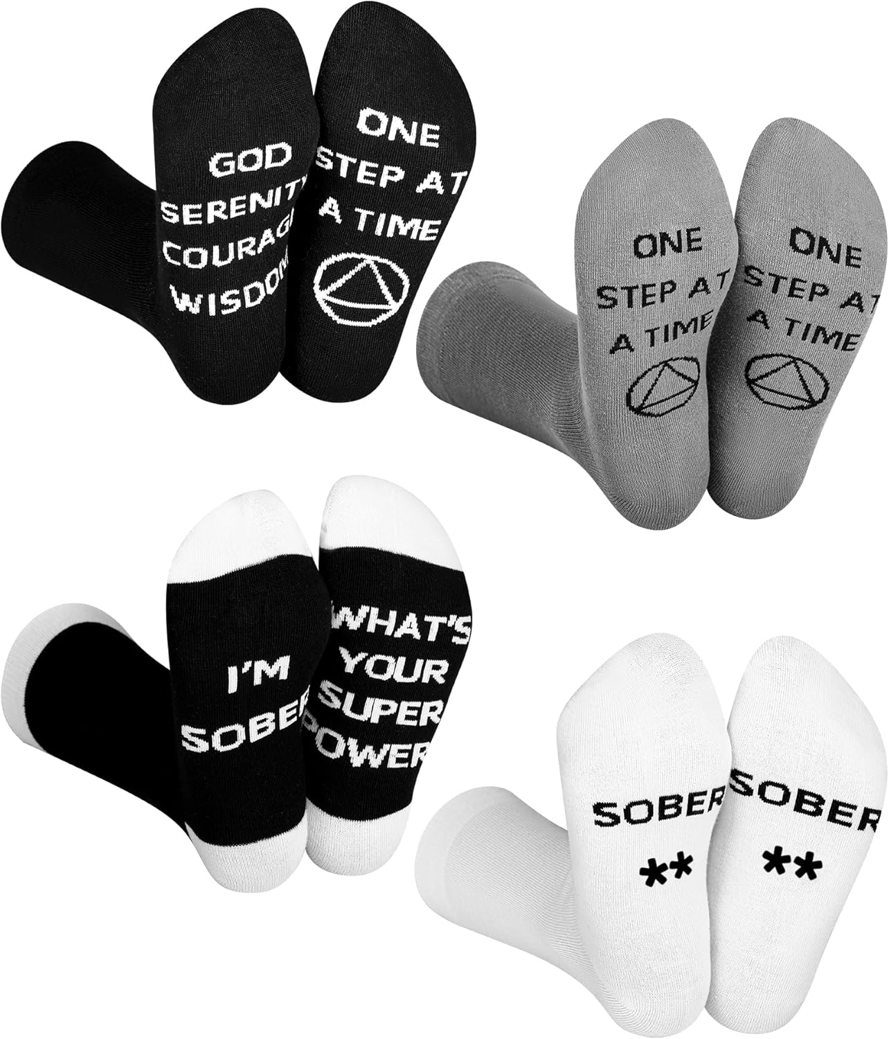 Amazon.com: Haysandy 4 Pairs Sobriety Recovery Gift Socks Sobriety ...