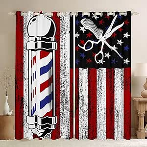 Amazon.com: Homewish American Flag Window Curtains,Retro Rustic Stars ...