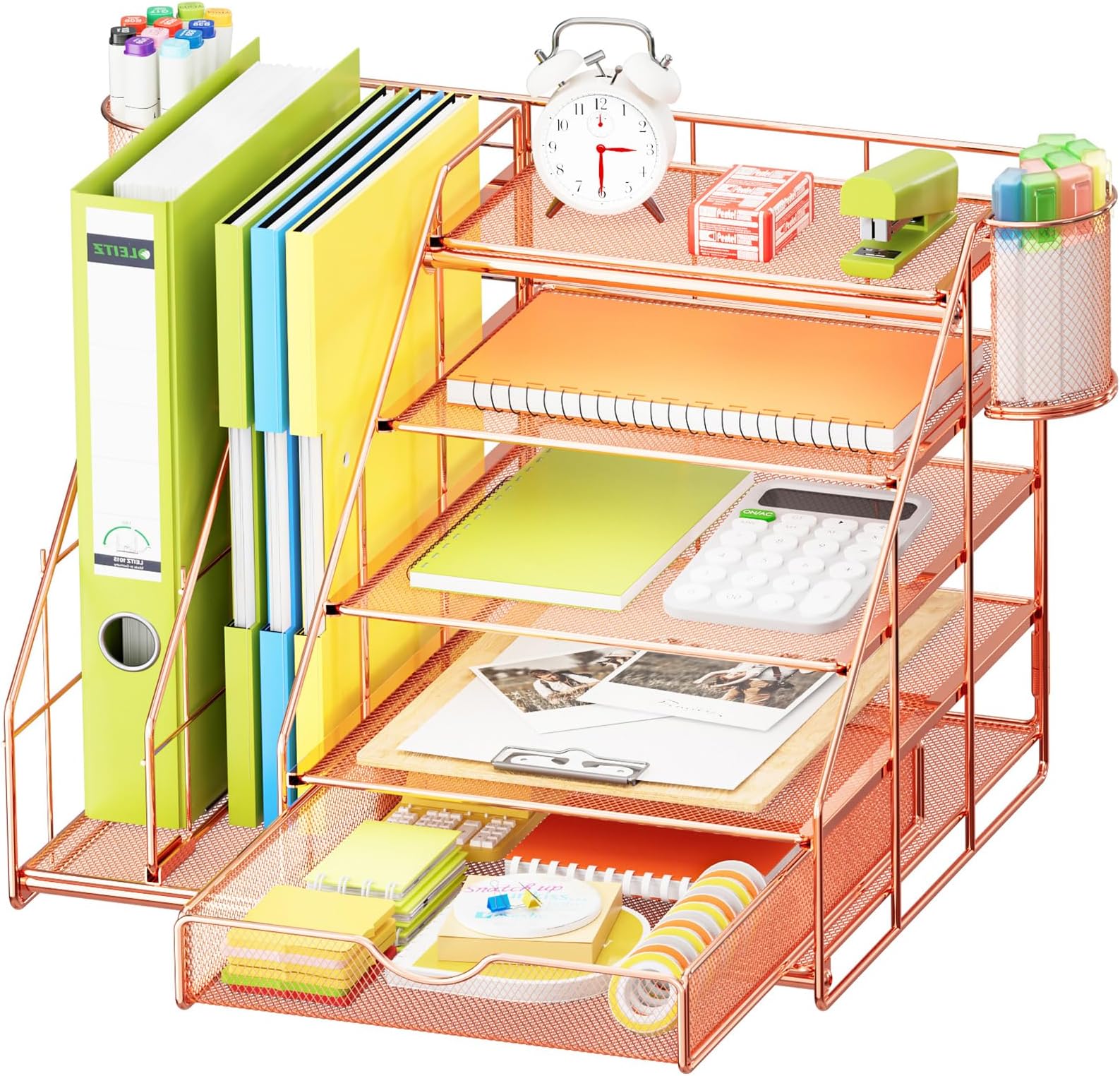 Amazon.com : Marbrasse Desk Organizer with File Holder, 5-Tier Desk ...