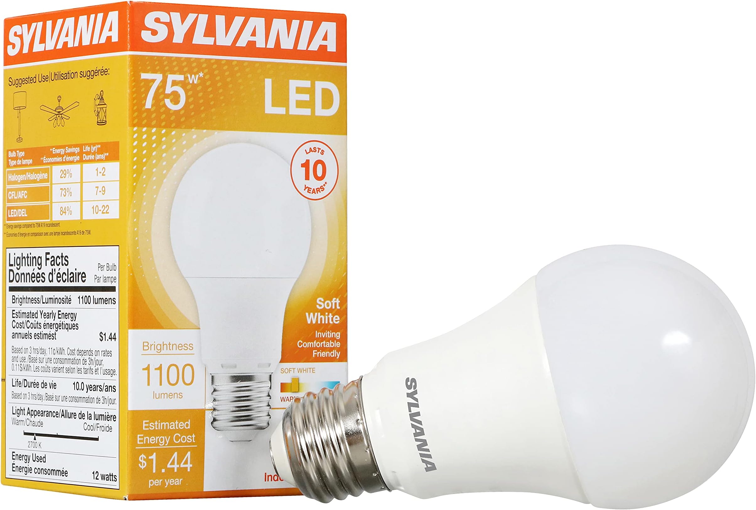 SYLVANIA LED TruWave Natural Series A19 Light Bulb, 75W Equivalent ...