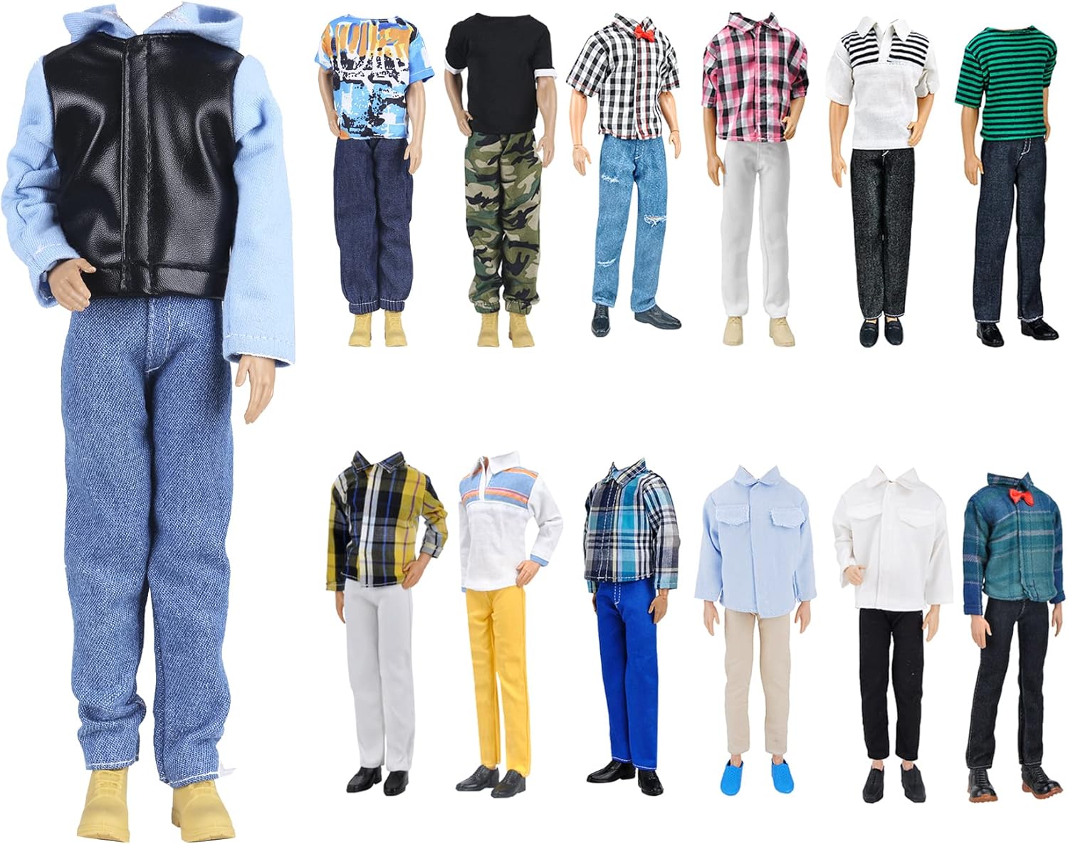 Amazon.com: E-TING 3 Sets Leather Jacket Casual Wear T-Shirt Pants Pack ...