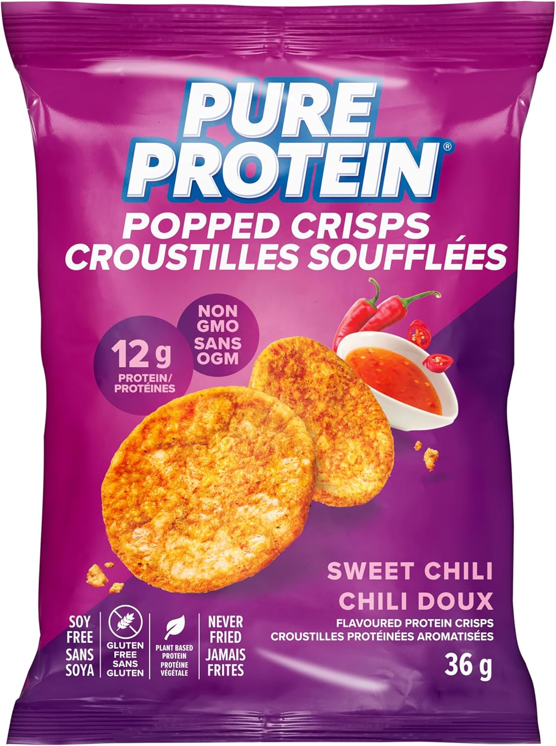 Pure Protein Popped Crisps, Sweet Chili, High Protein Snack, 12 g ...