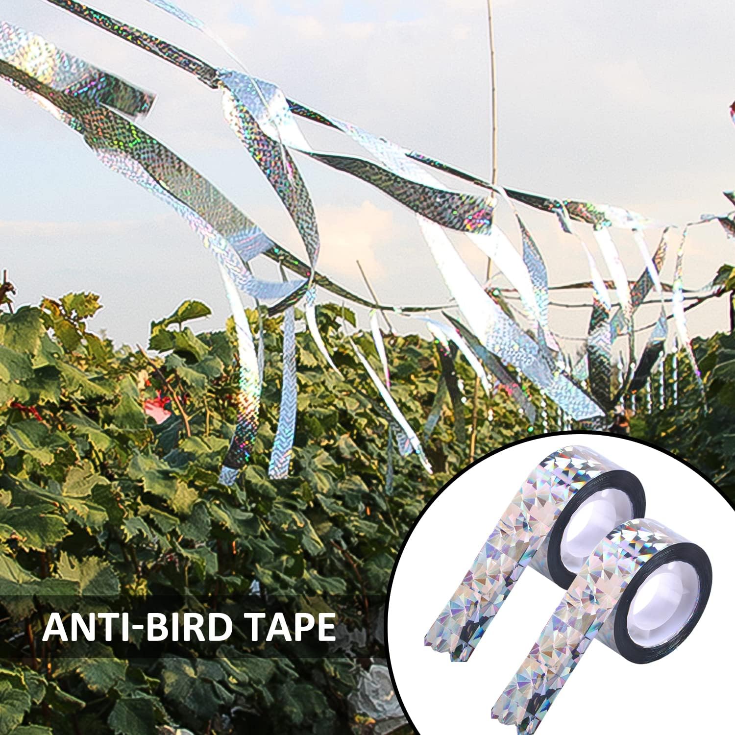 2 Rolls of Reflective Bird Repellent Tape, Laser Bird Repellent Tape ...