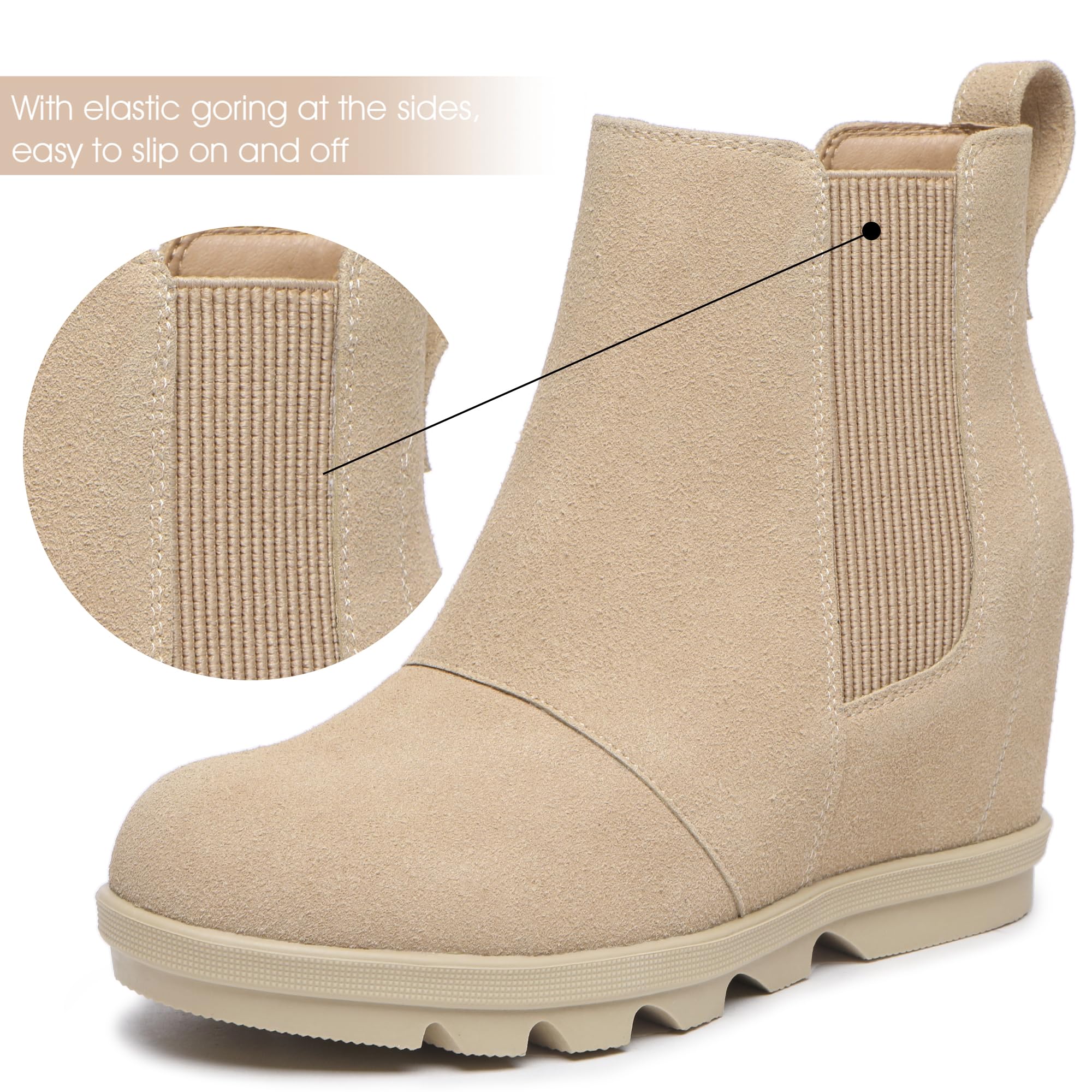 Athlefit Women's Wedge Boots Comfortable Ankle Wedge Booties