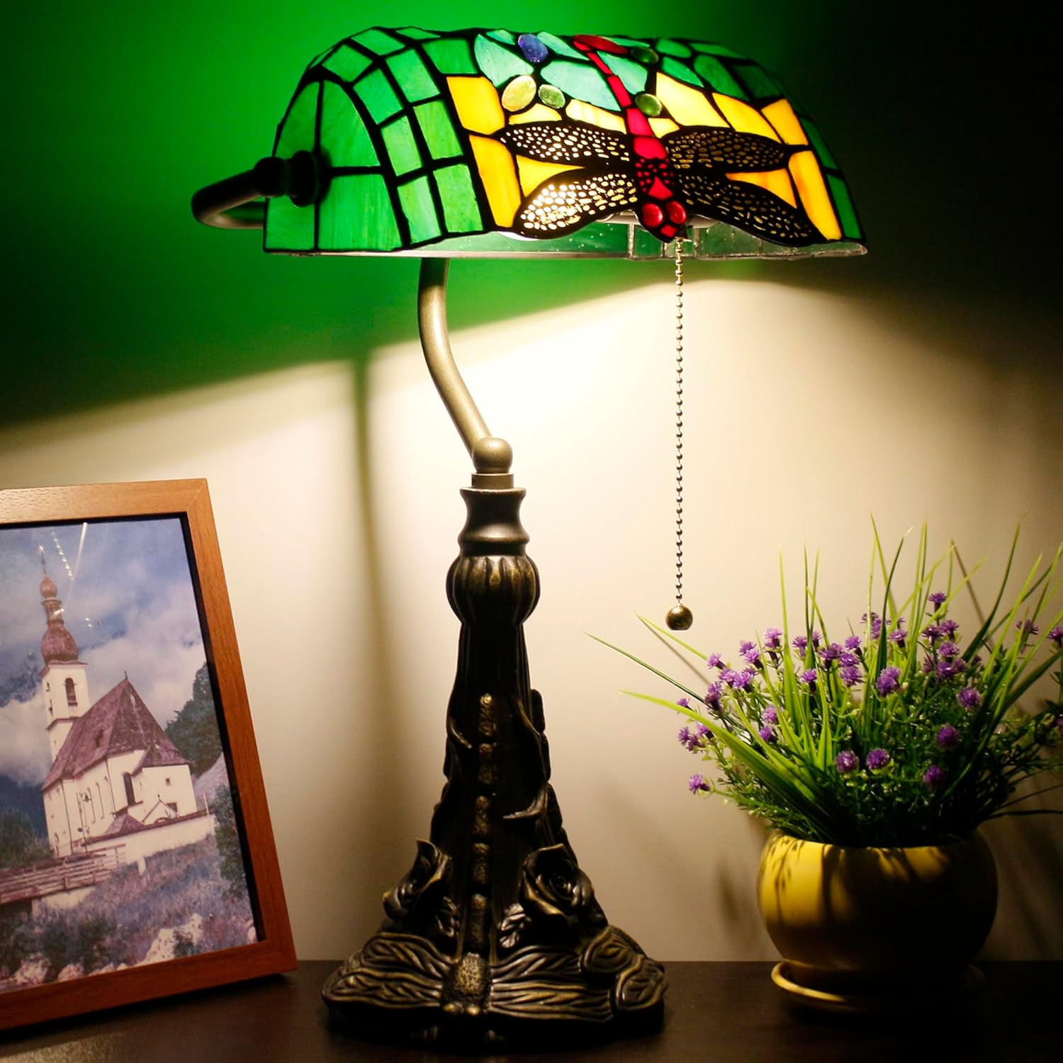 Tiffany Banker Lamp Small Stained Glass Table Lamp Tiffany Style Piano ...