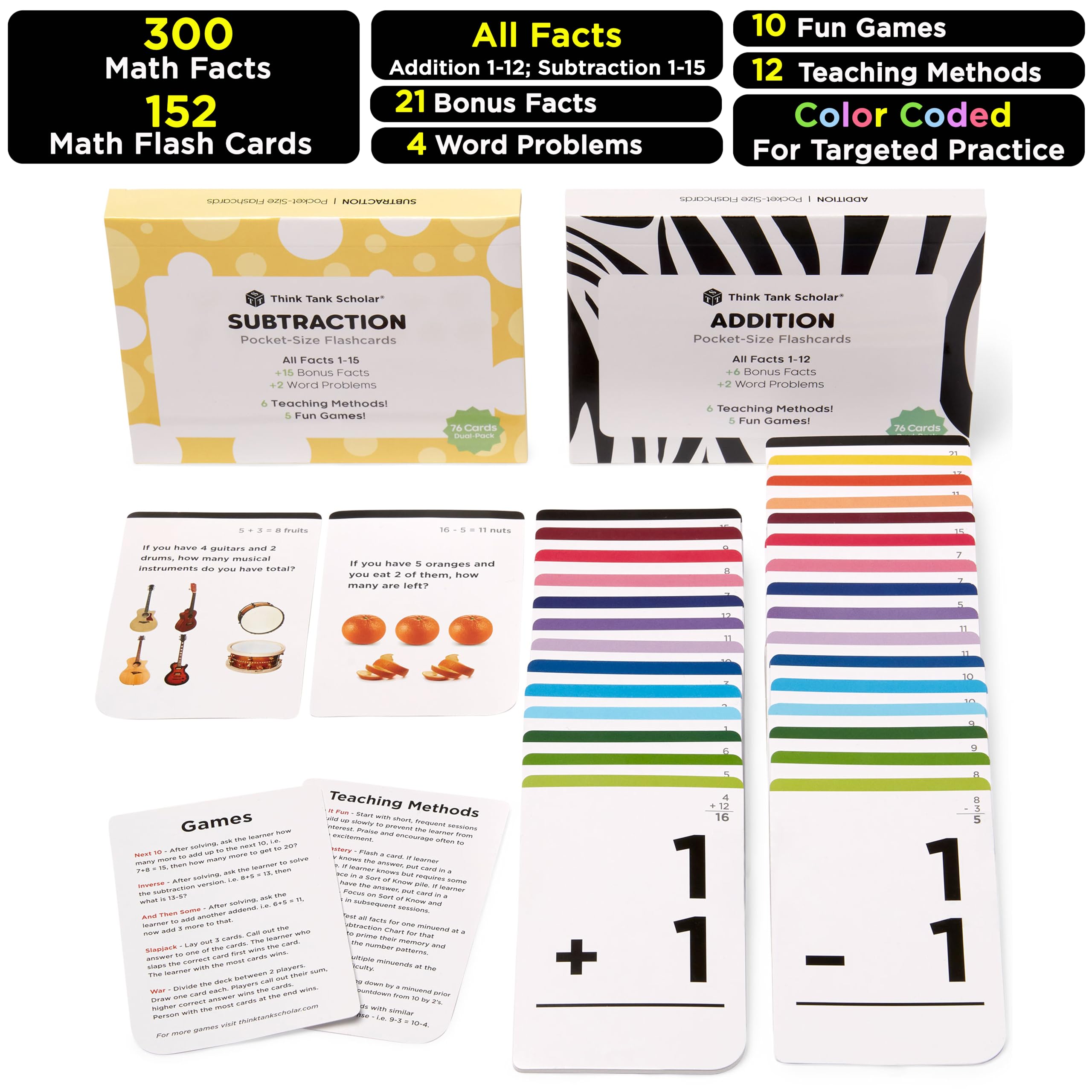 Snapklik.com : Think Tank Scholar Addition And Subtraction Flash Cards ...