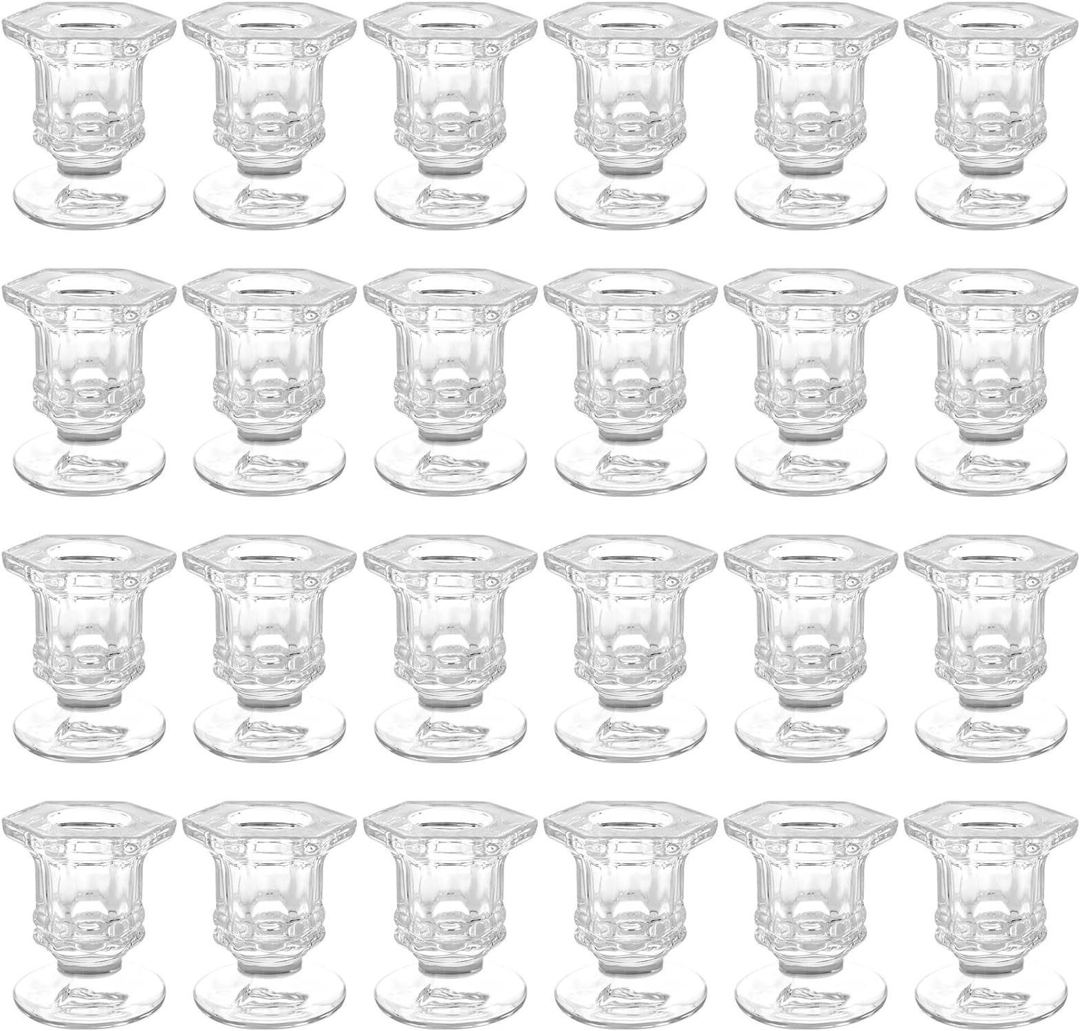 Amazon.com: Set of 24 Glass Taper Candle Holders,Clear Thick Glass ...
