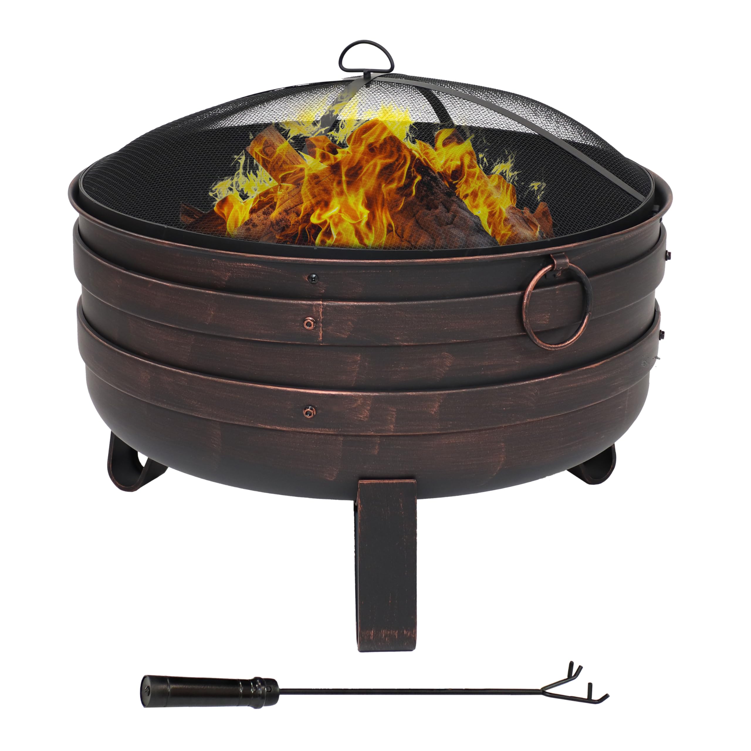 Amazon.com : Sunnydaze 24-Inch Heavy-Duty Steel Cauldron Fire Pit ...