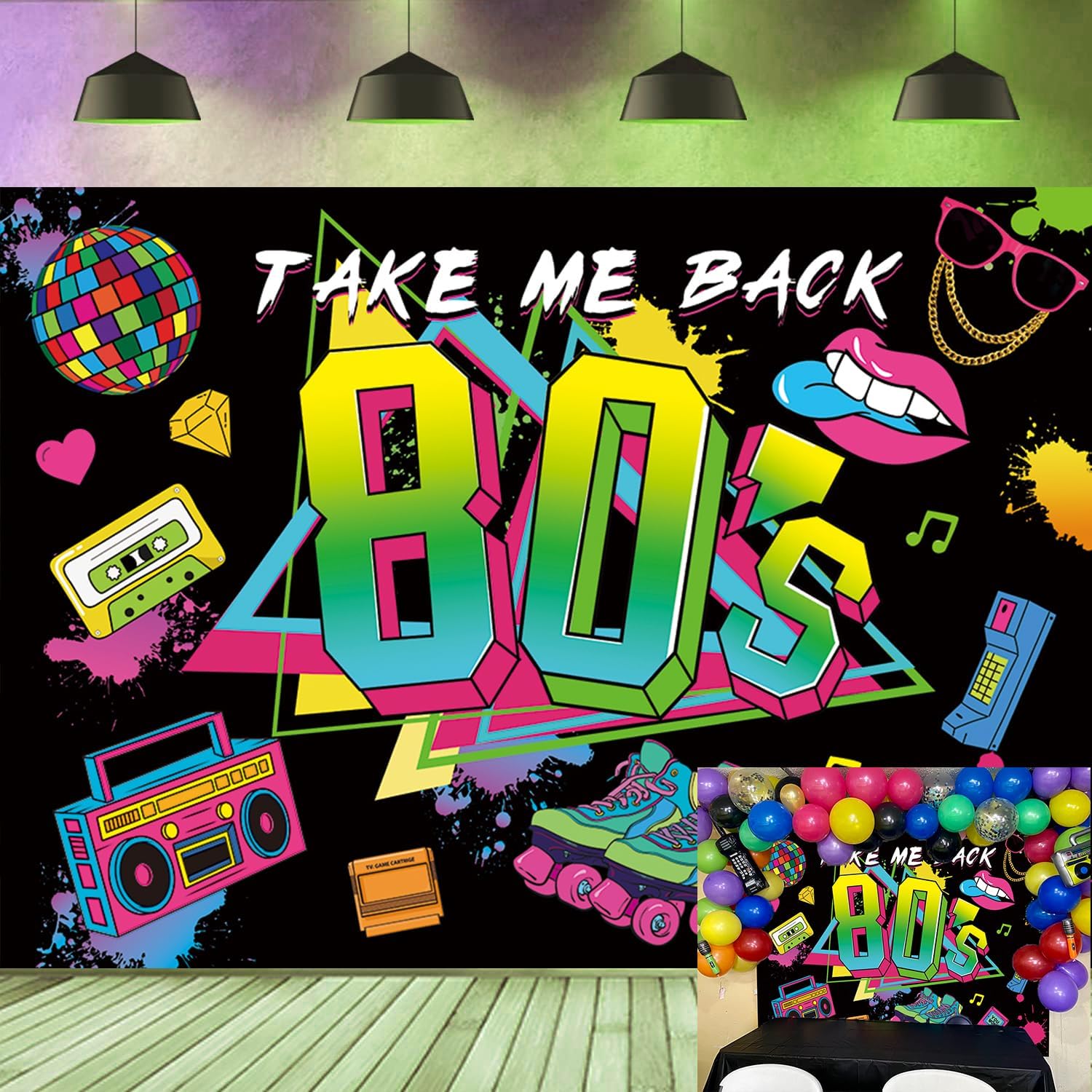 Amazon.com : Generic 80's Theme Party Decoration Backdrop 80's Retro ...