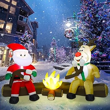 Amazon.com: Joliyoou Christmas Inflatable Decorations, 7FT Blowup Santa ...