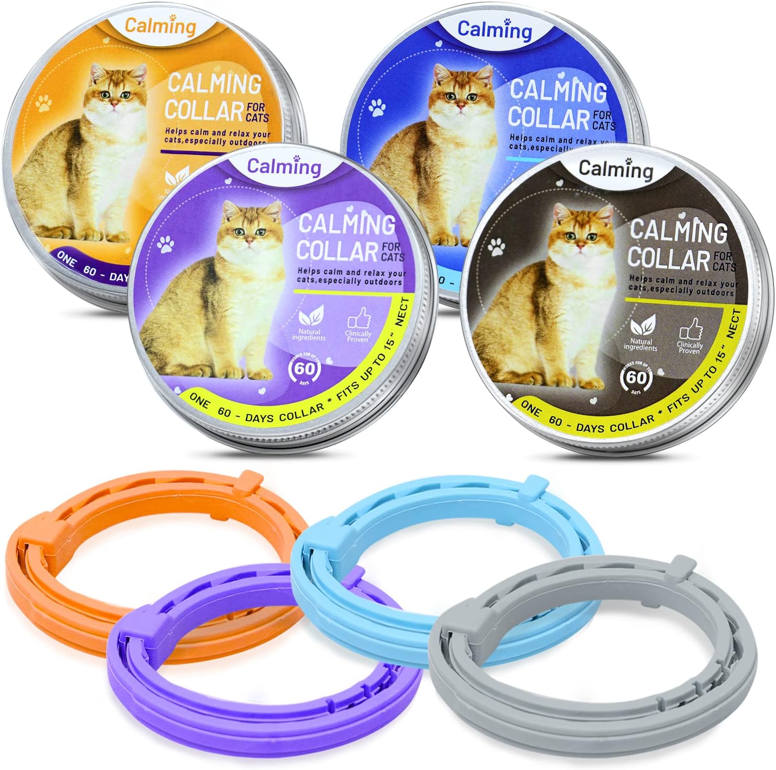 Amazon.com : PetAtlas 4 Pack Calming Collar for Cats – Pheromone Cat ...