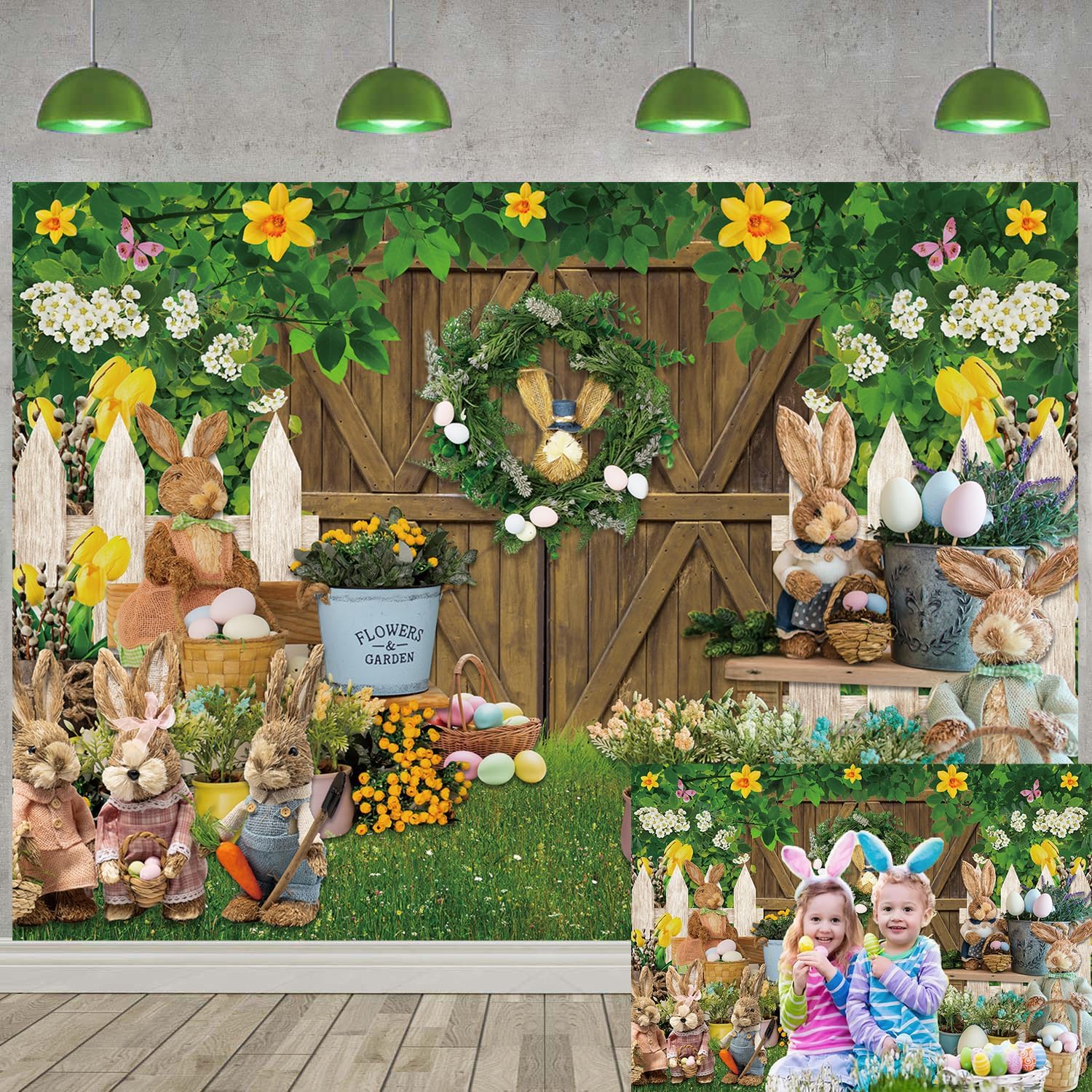 Spring Easter Backdrop for Photography 7x5FT Green Grass Flowers Easter ...