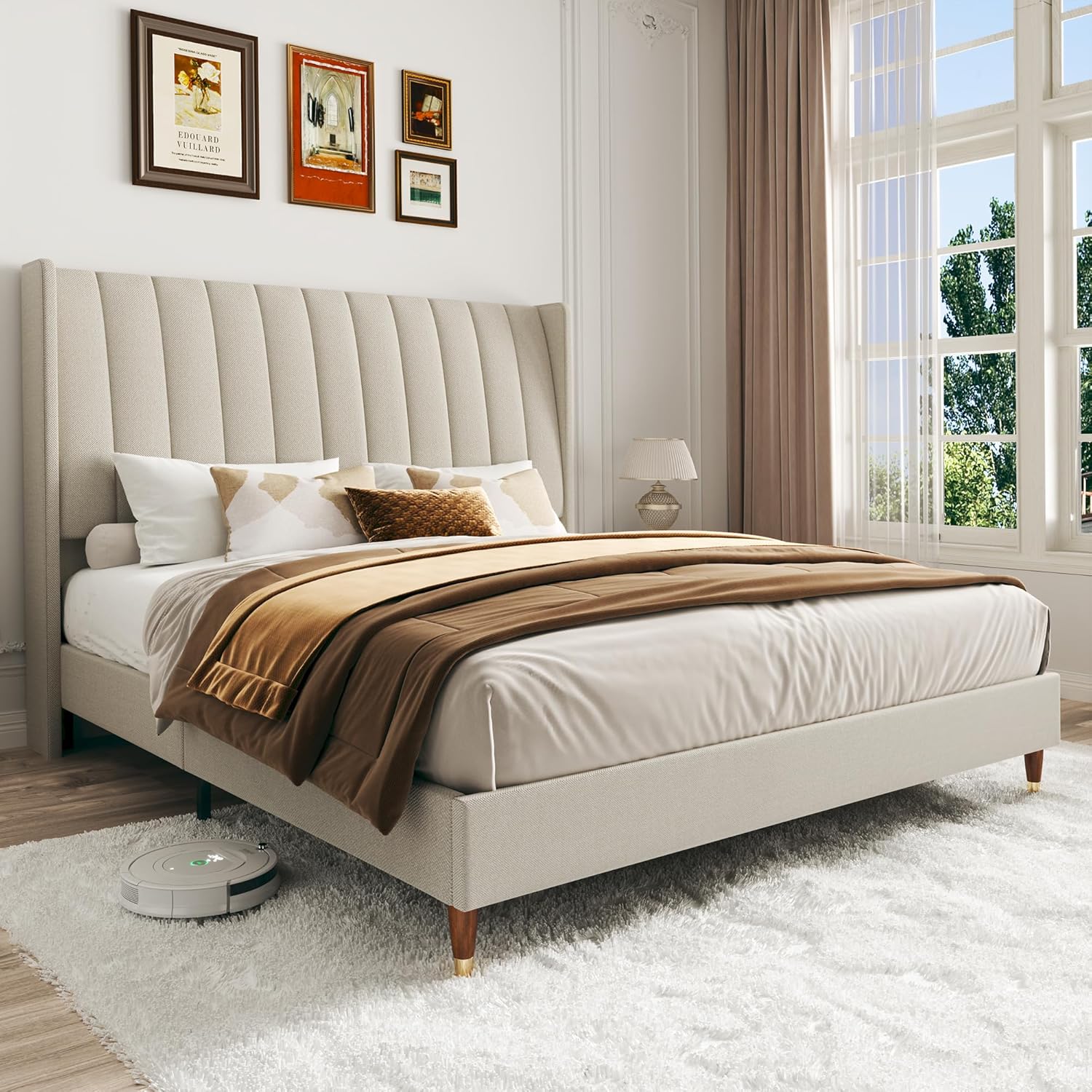 Amazon.com: LIMGLIM Full Size Bed Frame with Headboard,Upholstered Bed ...