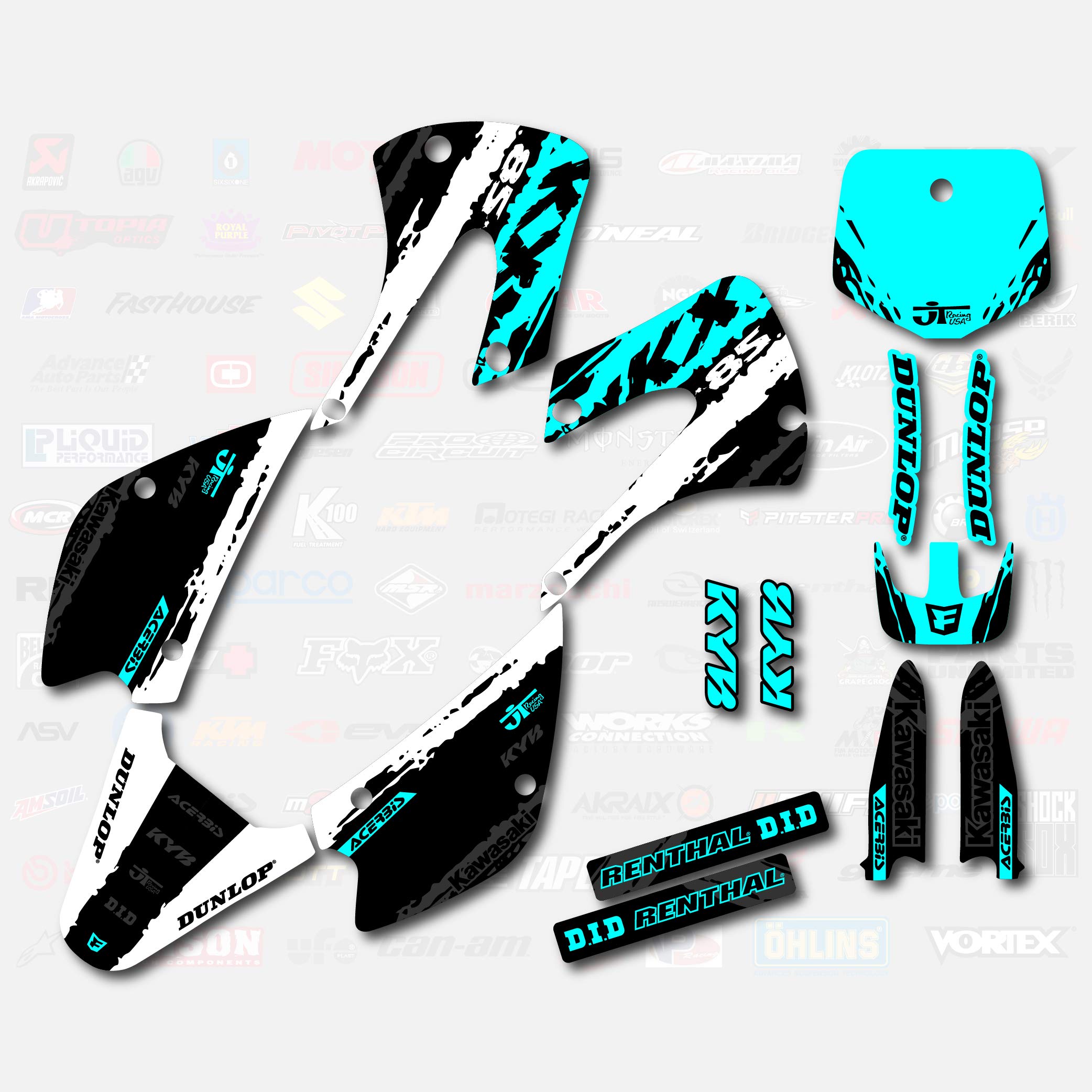 Amazon.com: Boston Decal Works Cyan Slick Racing Graphics Kit fits ...