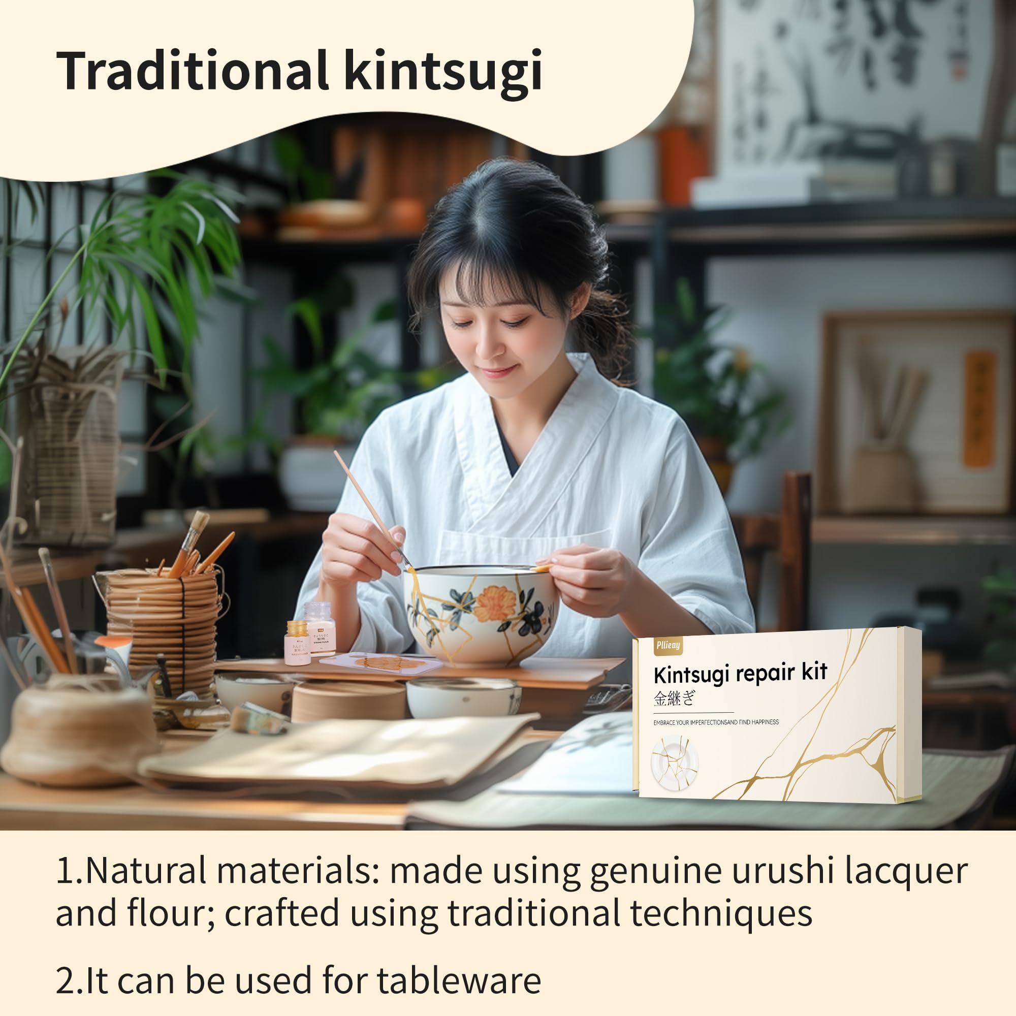 Snapklik.com : Kintsugi Repair Kit Gold, Food Safety Natural Raw Lacquer Kintsugi Kit, Art ...