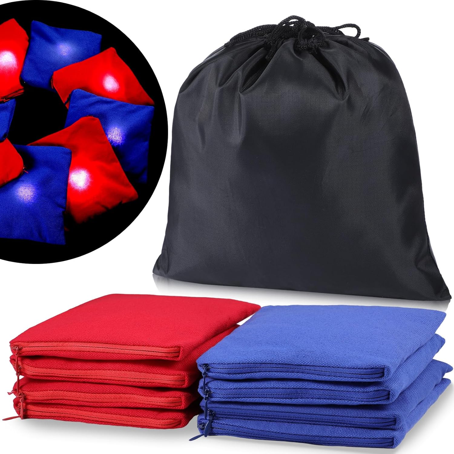 Amazon.com : Liliful 8 Set Cornhole Bean Bags Weather Resistant LED ...