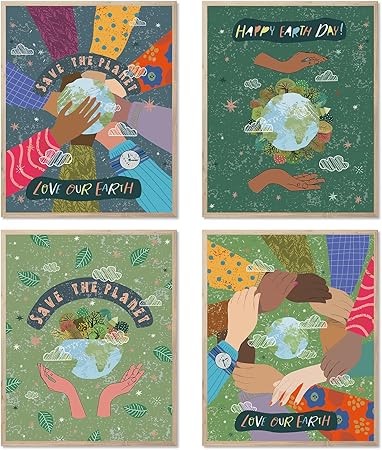Amazon.com: HoozGee Earth Day Print Care Wall Poster, Save the Earth ...