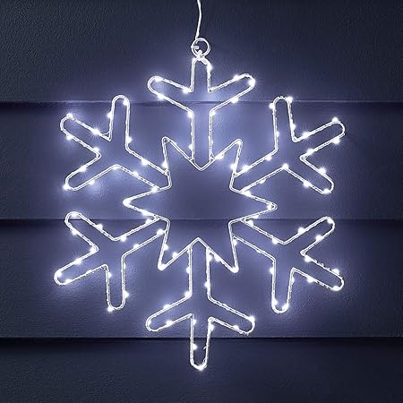Amazon.com : Lights4fun, Inc. 16” White LED Battery Operated Snowflake ...