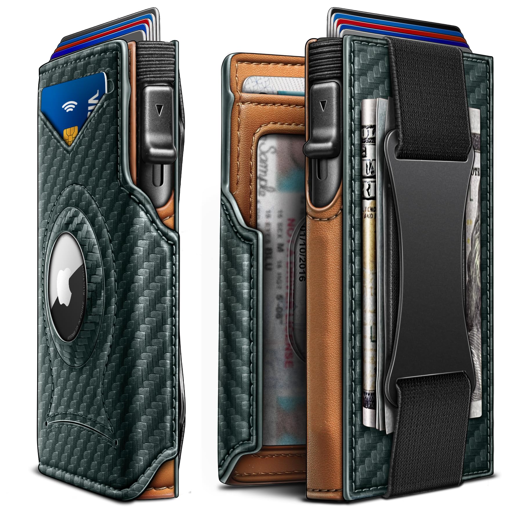 KEMISANT Airtag Wallet Men,Slim Front Pocket Gift Wallet Money Clip ...