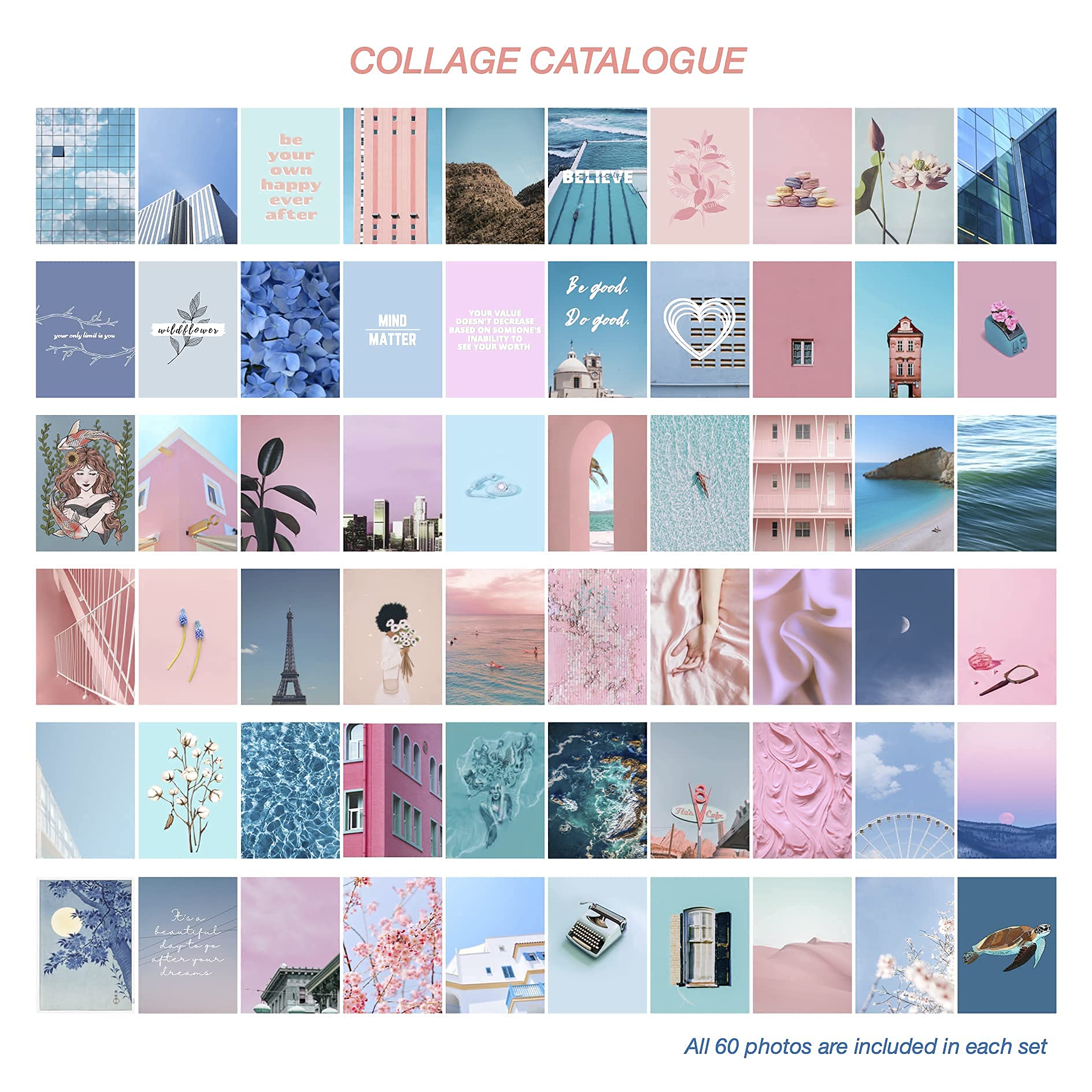 Buy NestFest Pink Aesthetic Wall Collage Kit – 60 Set 4x6” Pic Collage ...