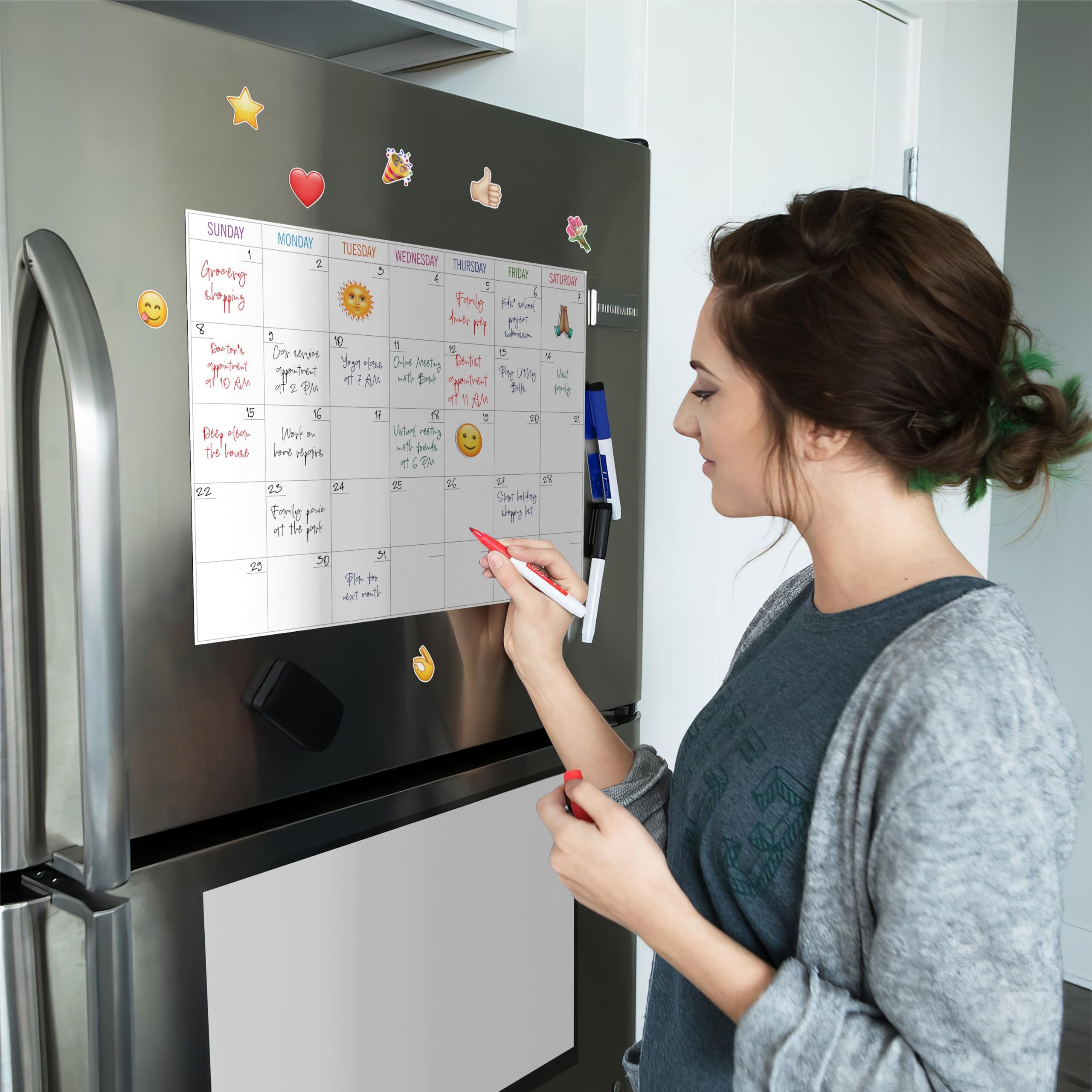 WallDesign Daily Planner Monthly Calendar Whiteboard Fridge Magnet ...