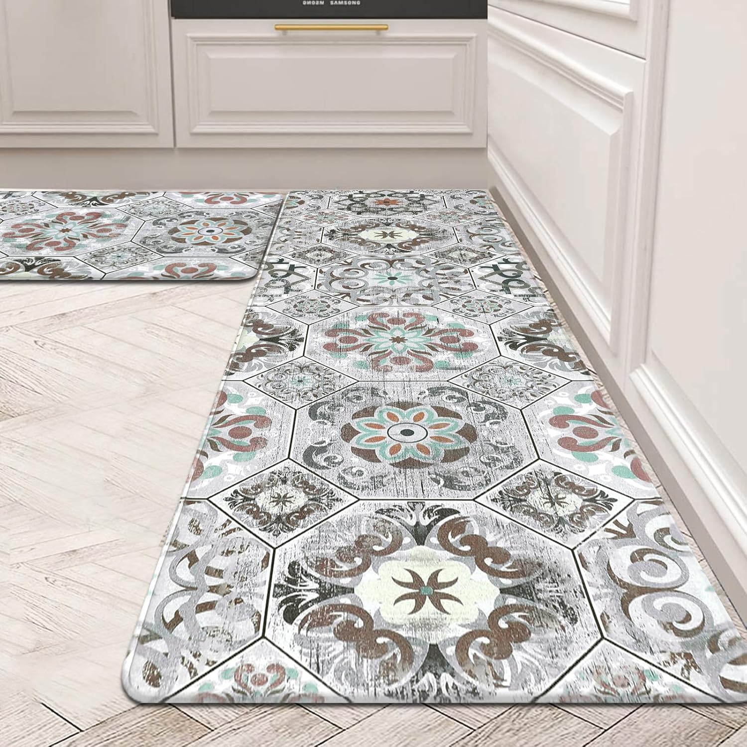 Amazon.com: HEBE Anti Fatigue Kitchen Mat Set of 2 Non Slip Kitchen ...