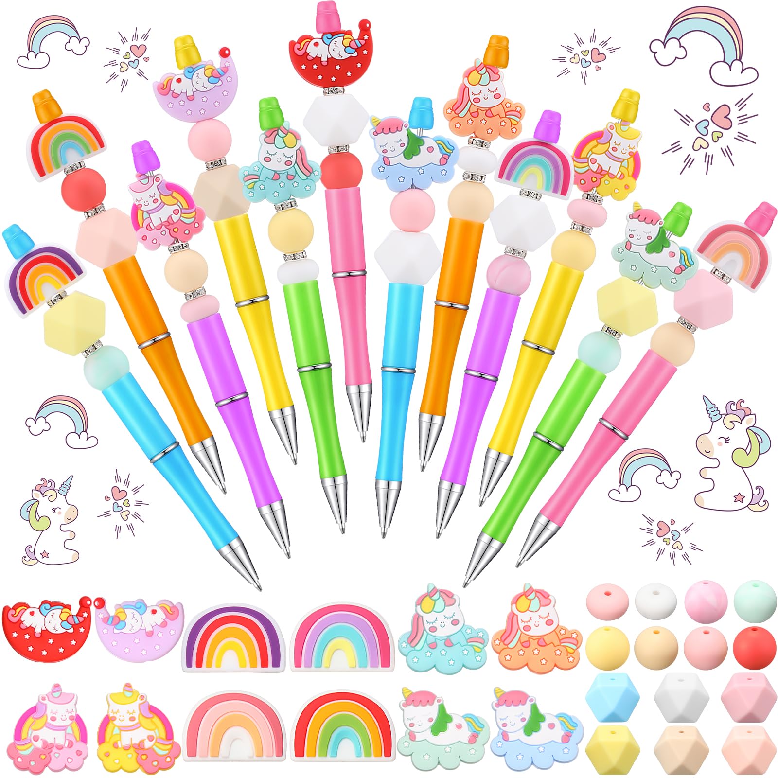 Snapklik.com : Ctosree 12 Set Rainbow Beadable Pens Bulk Plastic ...