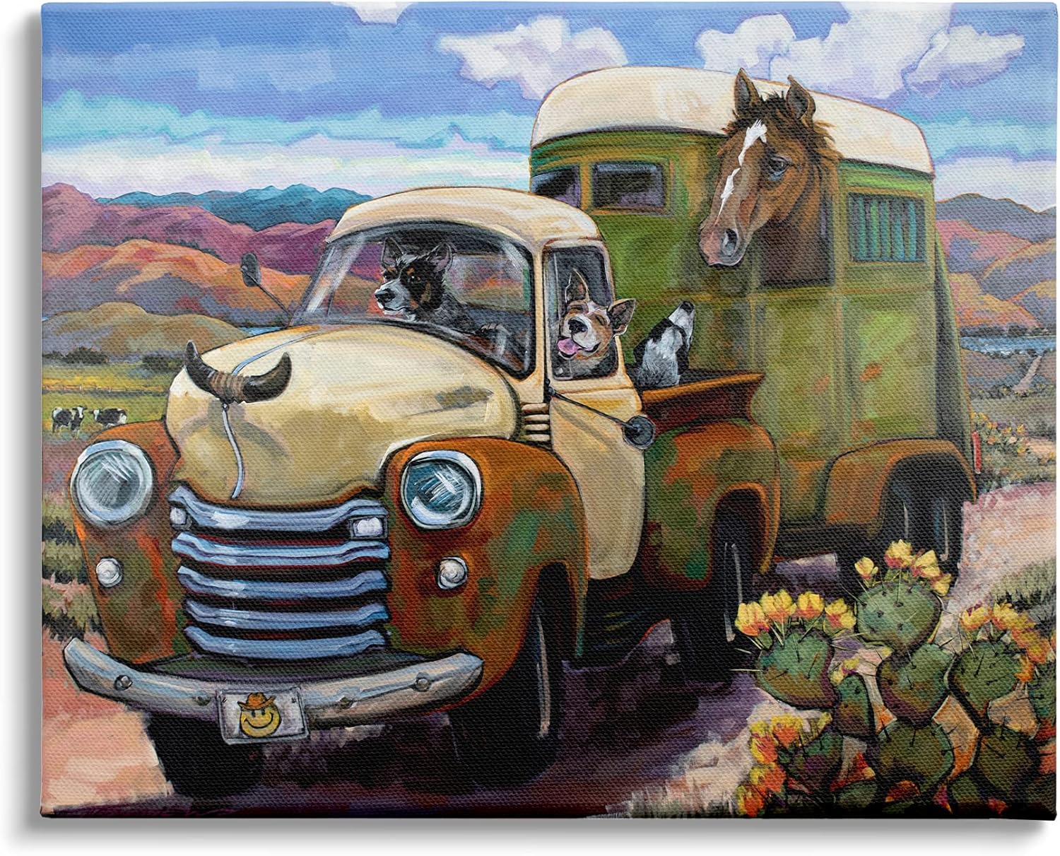 Amazon.com: Stupell Industries Dogs Driving Vintage Rustic Truck with ...