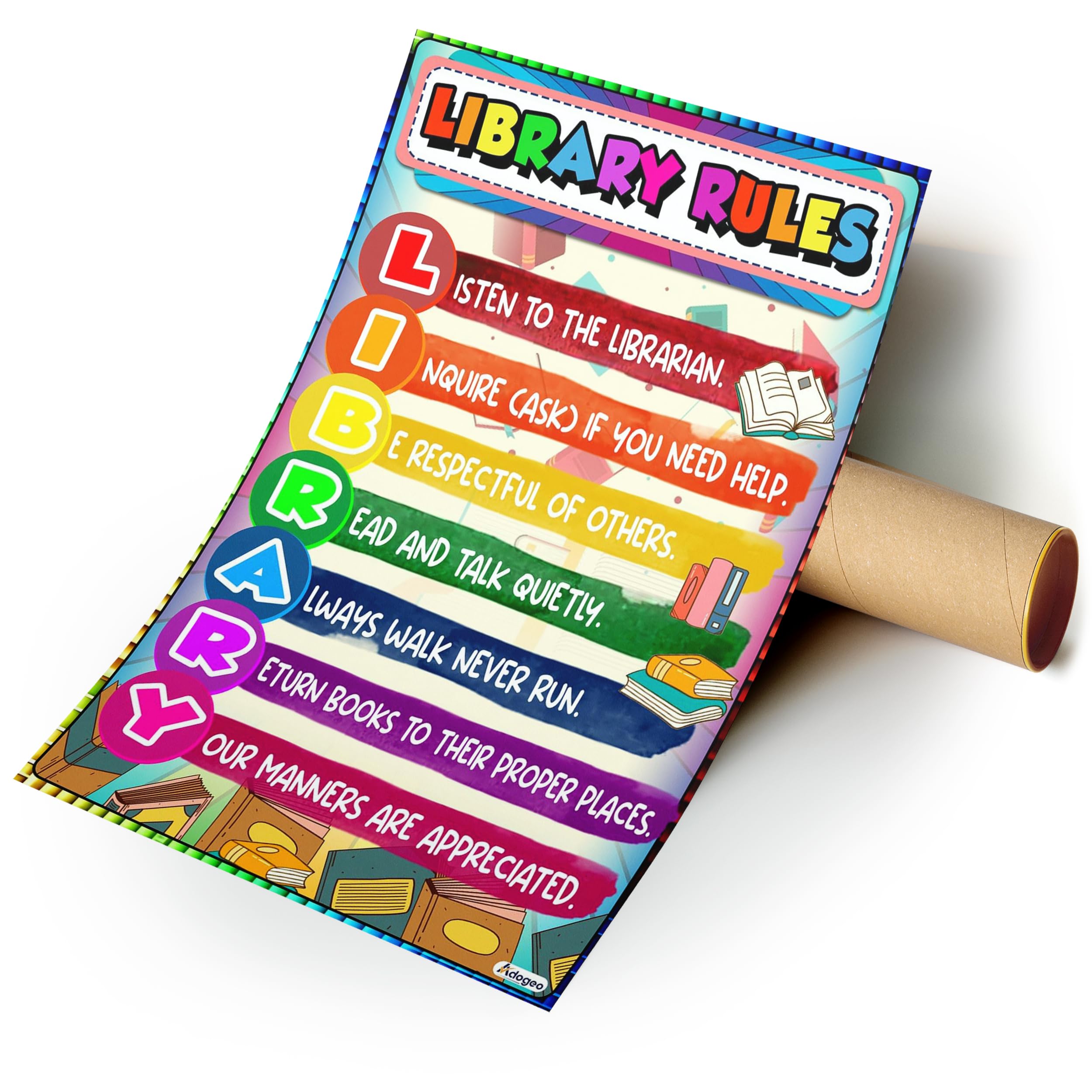 Snapklik.com : Library Rules Poster - Colorful Educational Posters ...
