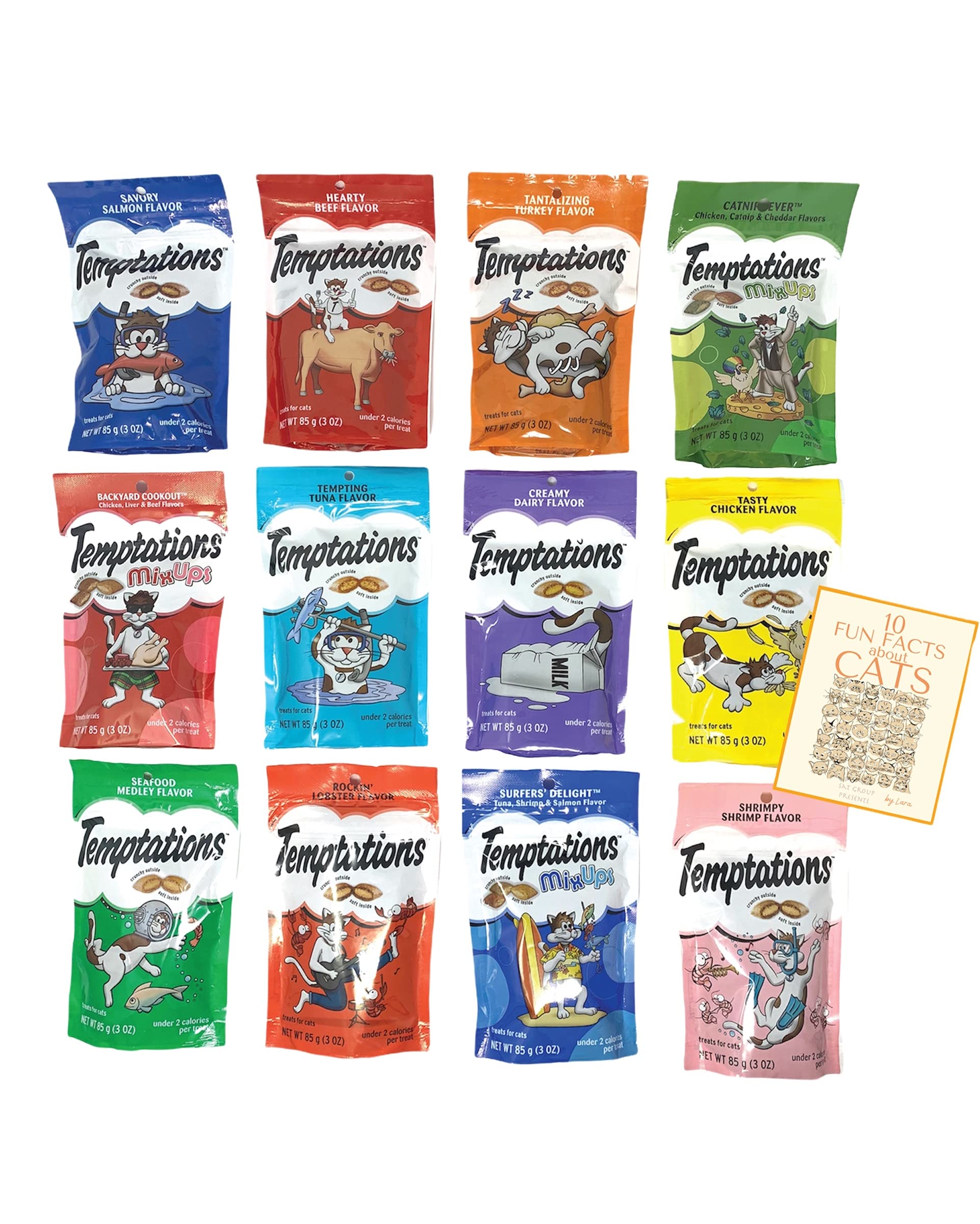 Buy Temptations Cat Treats Snacks All 12 Flavors Huge Variety Pack ...