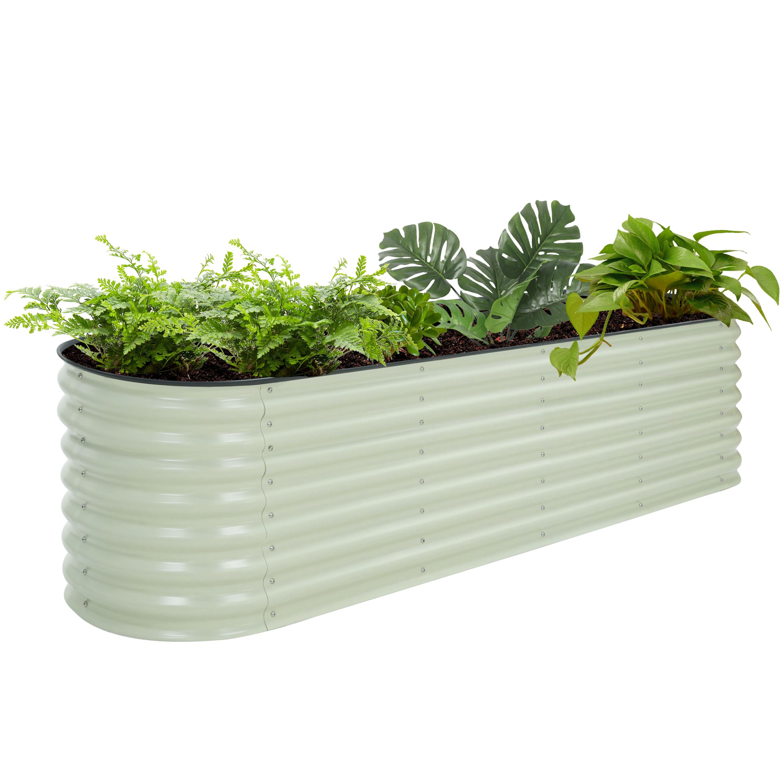 VEIKOU Raised Garden Bed, 8x2x2 ft Galvanized Raised Garden Bed, 9 in 1 ...