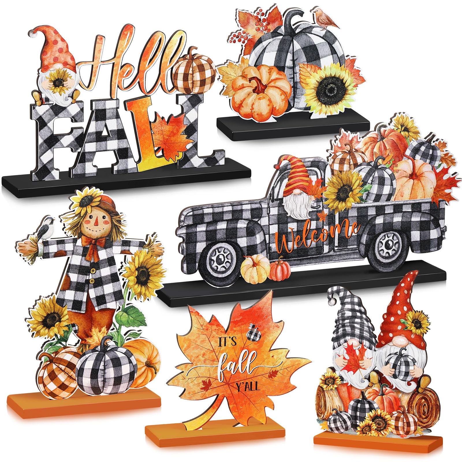 Amazon.com: Soaoo 6 Pcs Fall Table Decorations Wooden Thanksgiving ...