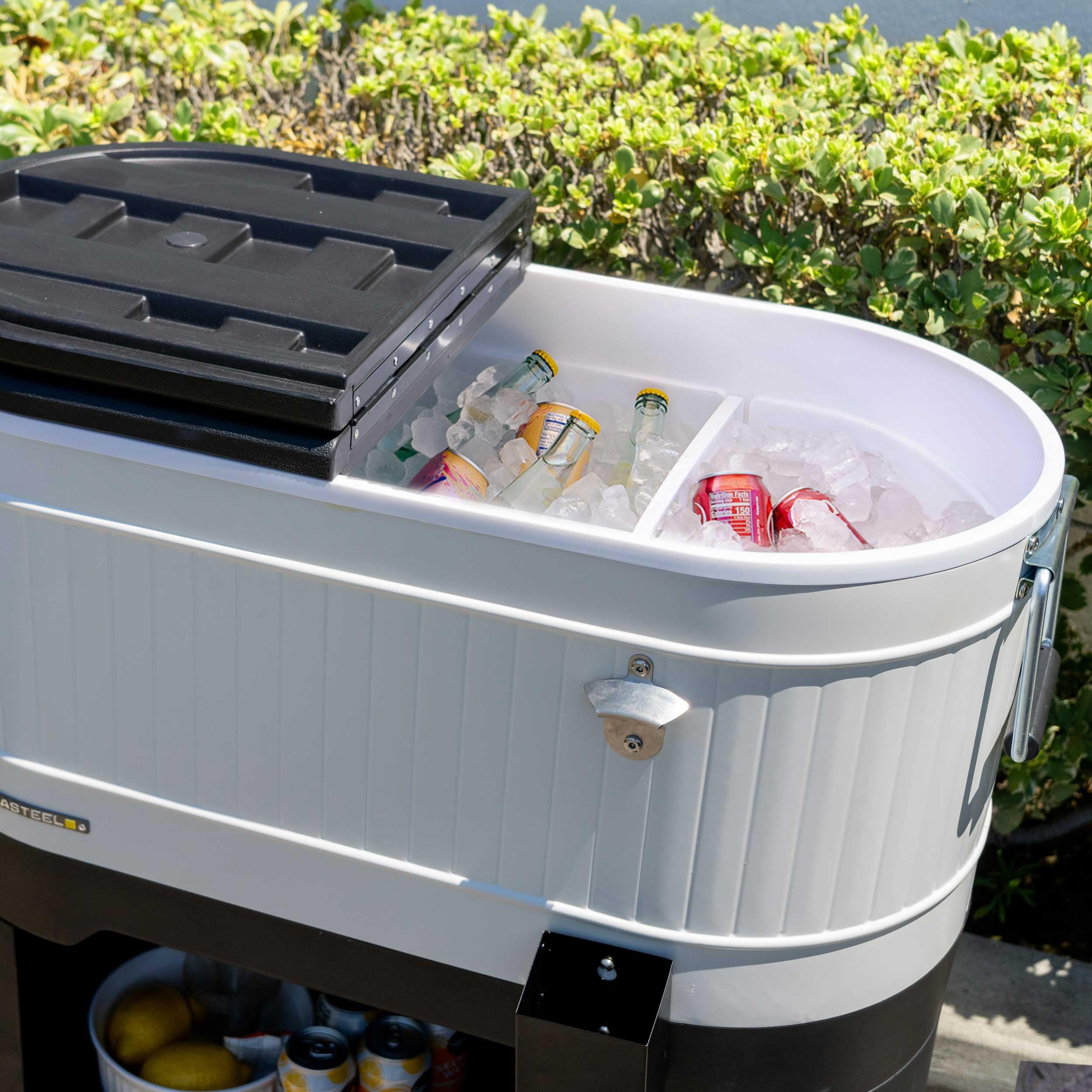 Permasteel 120-Qt Rolling Ice Chest, Portable Patio Party Bar Drink ...
