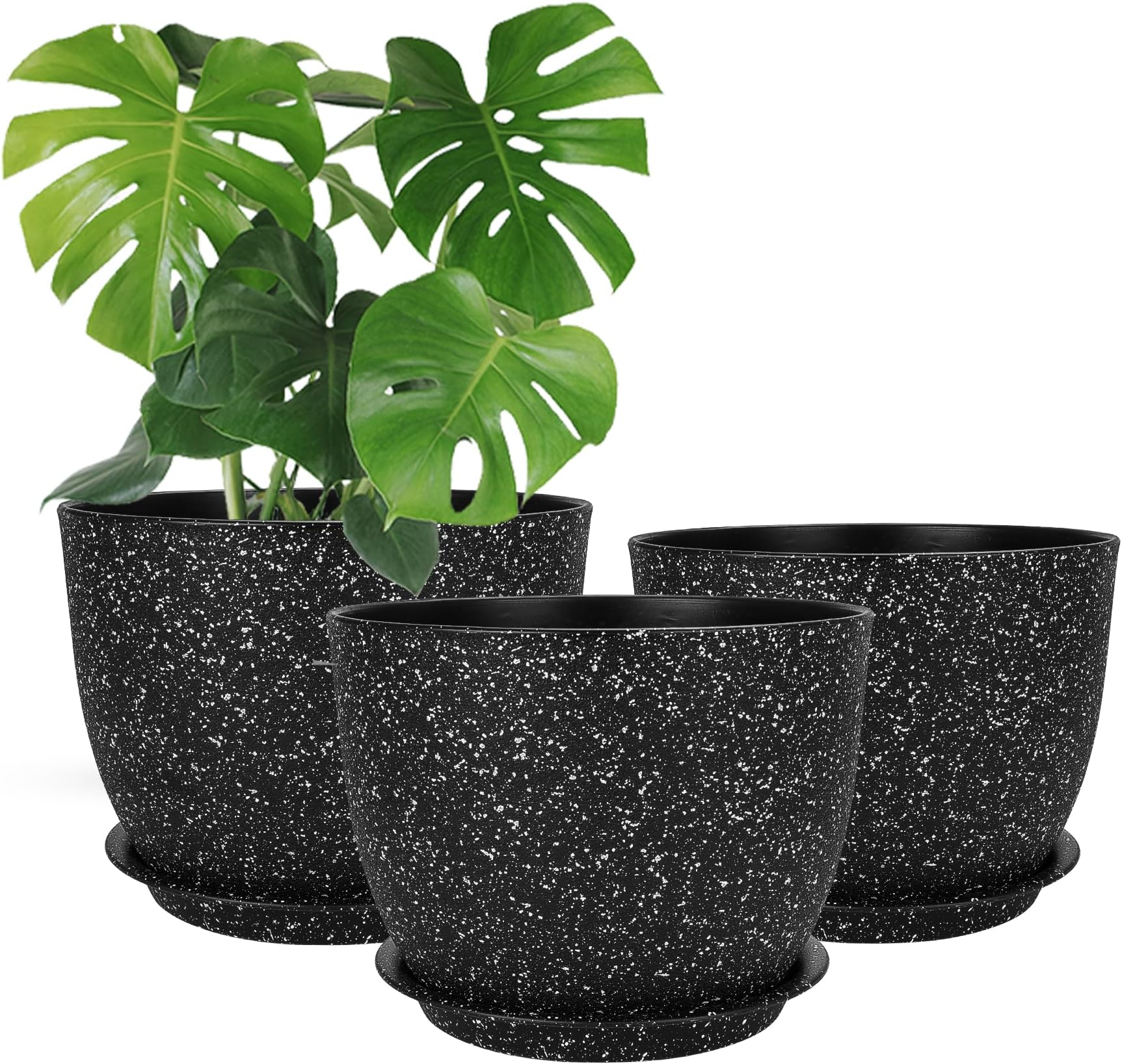 Olly & Rose Oxford Plant Pot 21.5 cm Large Black Planter - Pack of 2 ...