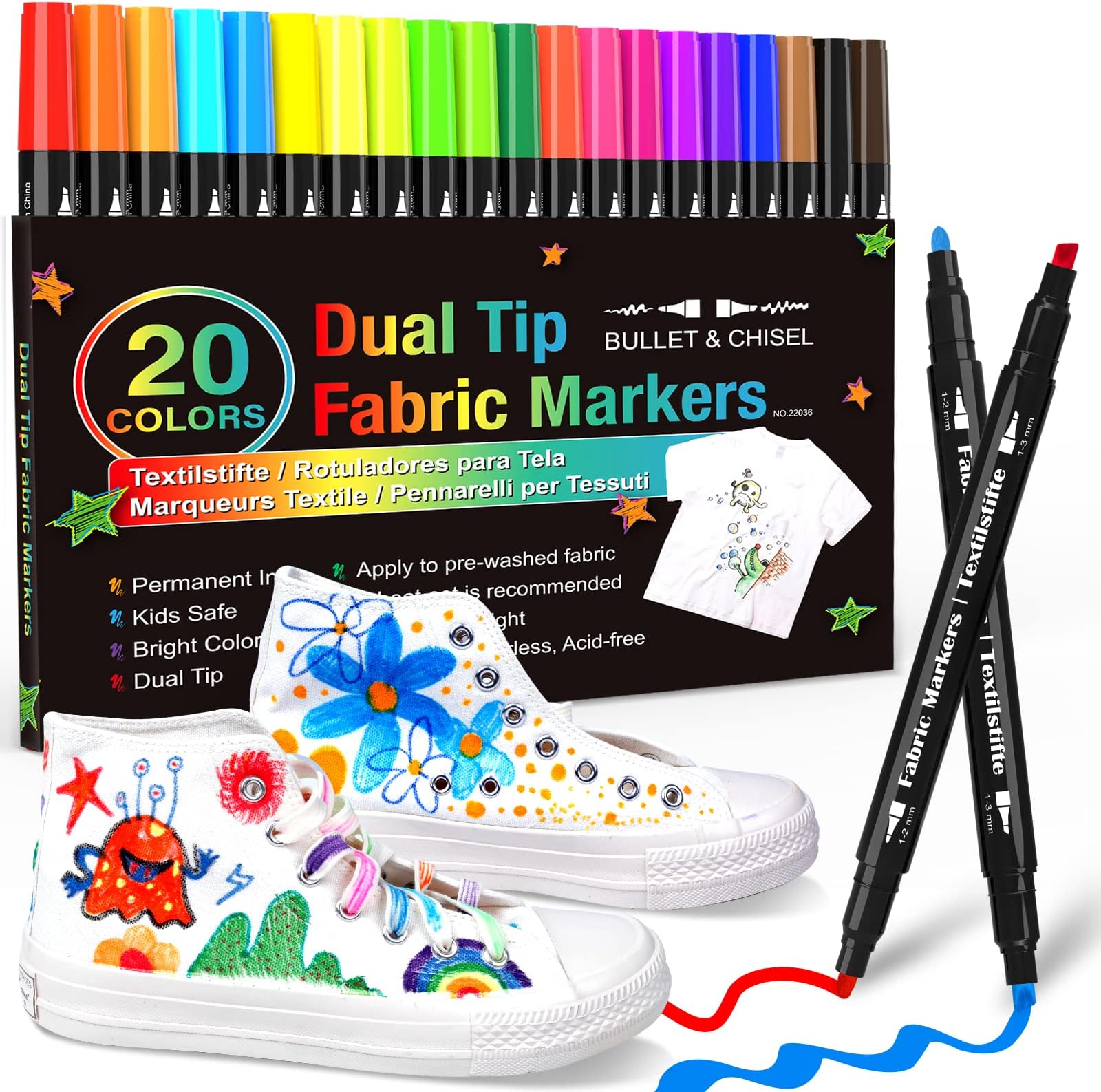 Amazon.com: Lab Supplies Creative Joy Fabric Markers with Permanent ...
