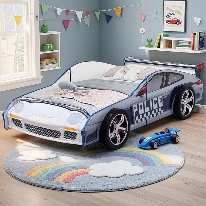Amazon.com: YWUFUART Bed Frames for Kids, Hero Patrol Police Car Bed ...