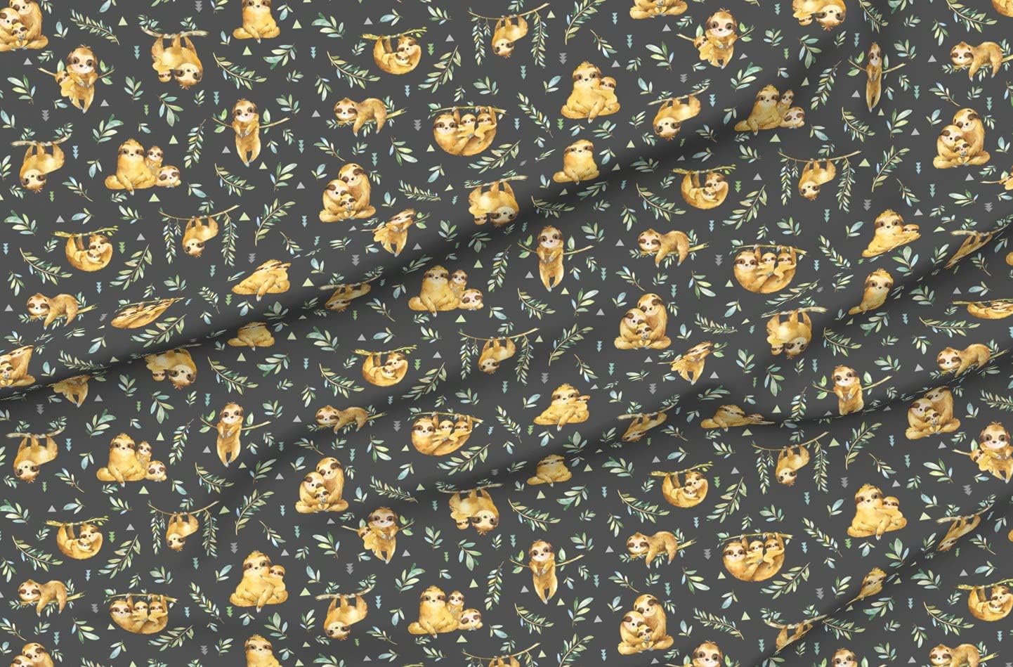 Amazon.com: Spoonflower Fabric - Sloths Dark Gray Boy Nursery Sloth ...
