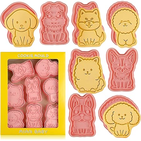 Amazon.com: Dog Cookie Cutters Set, 8 Pcs Puppy Cookie Cutter with ...