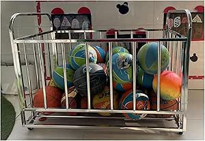 Amazon.com: Heavy Duty Rolling Ball Storage Cage with Locking Wheels ...