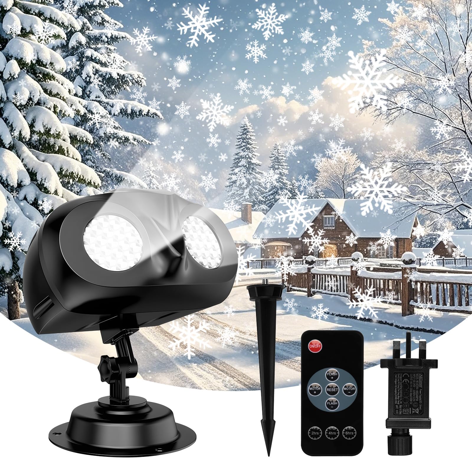 Christmas Projector Lights Outdoor, 2-in-1 Binocular LED Snowflake ...