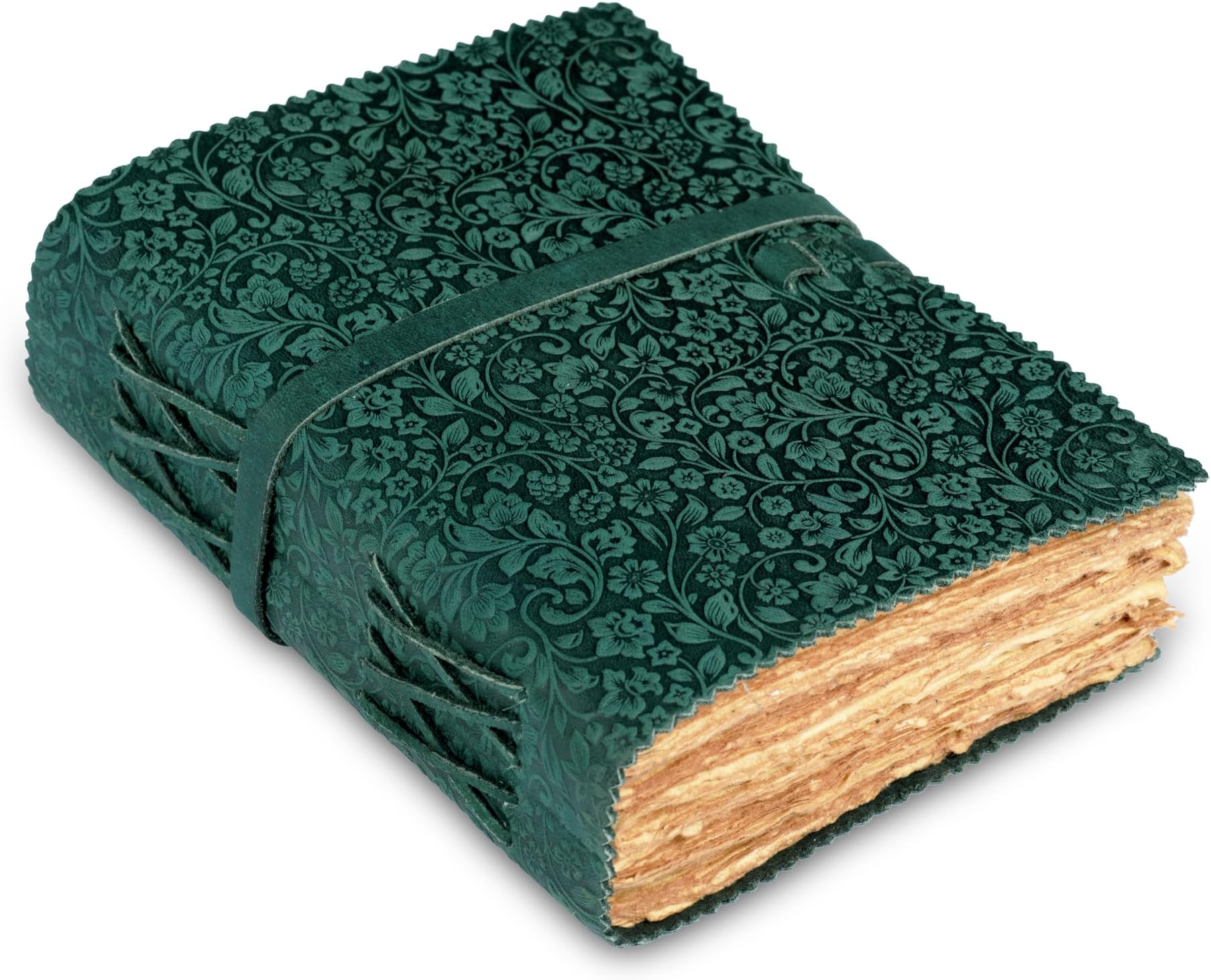 Leather Bound Floral Embossed Journal for Women Men - 200 Pages, 6”X4 ...