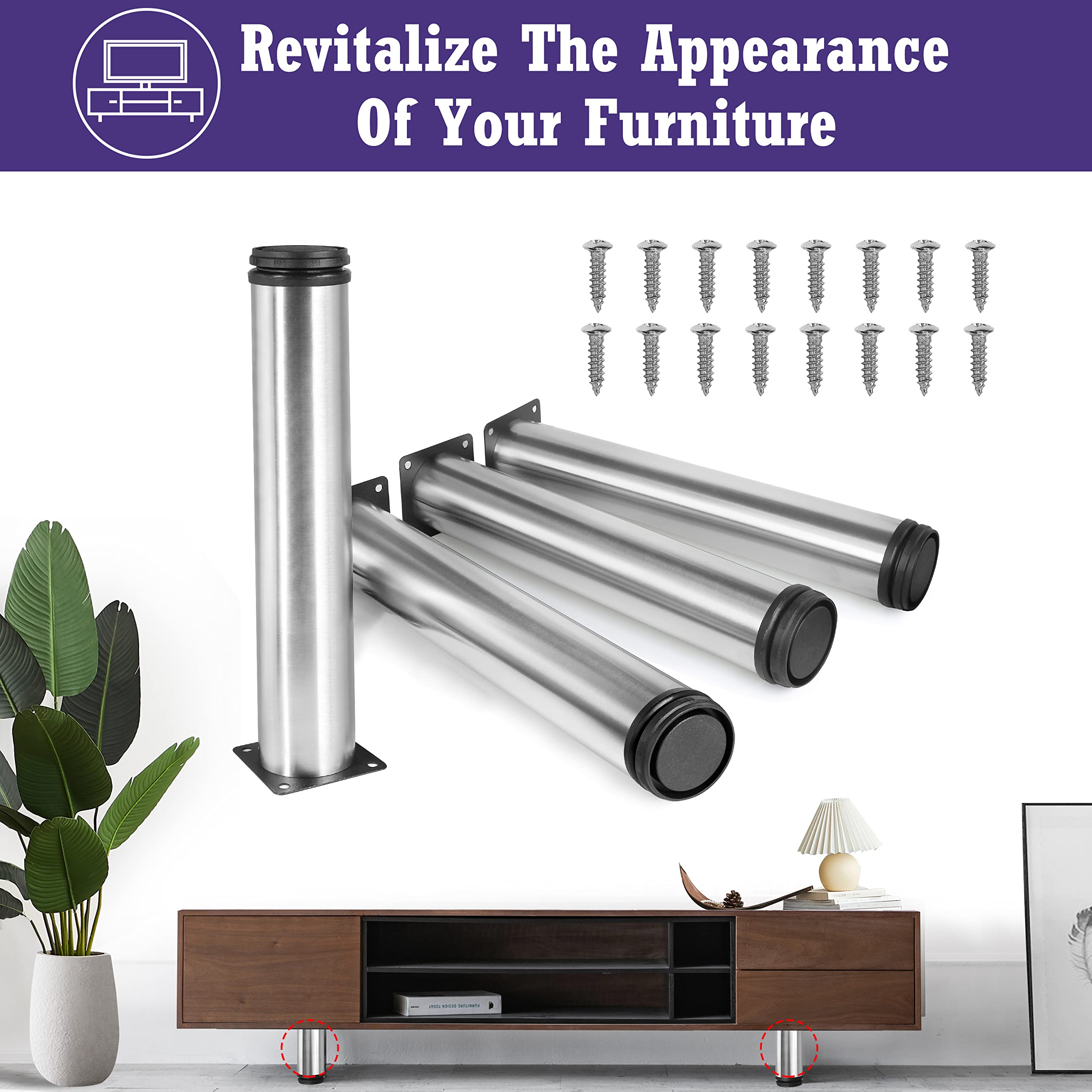 Snapklik.com : Masendelk 12 Inch Metal Furniture Legs Stainless Steel ...