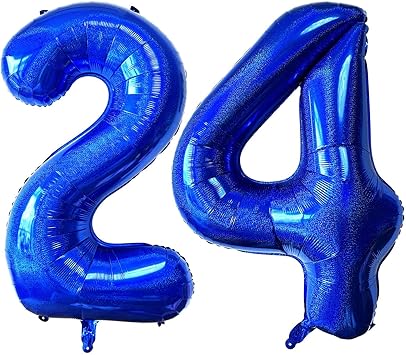 Amazon.com: Laser Navy Blue Number 24 Balloons, 40 Inch Giant Blue ...
