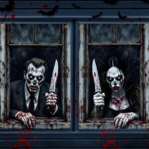 Amazon.com : 2 Pcs Halloween Window Decorations, Halloween Window Cover ...